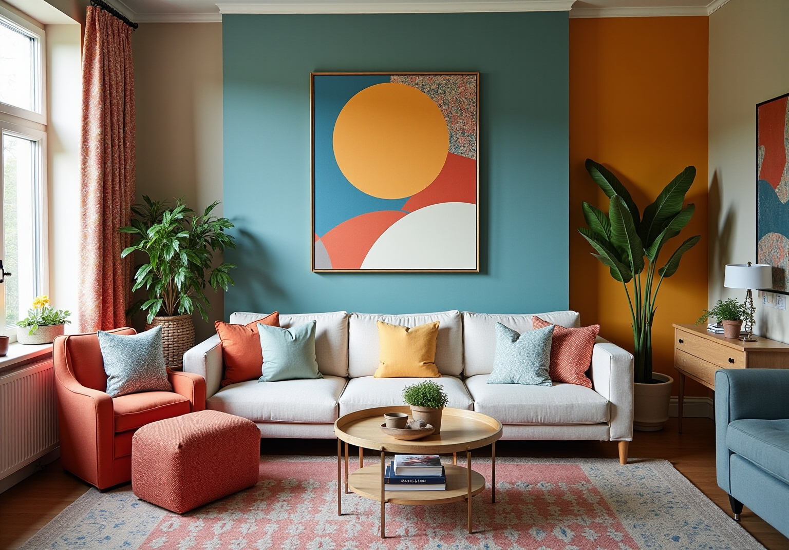 Stylish Living Room with Thoughtful Pattern Implementation
