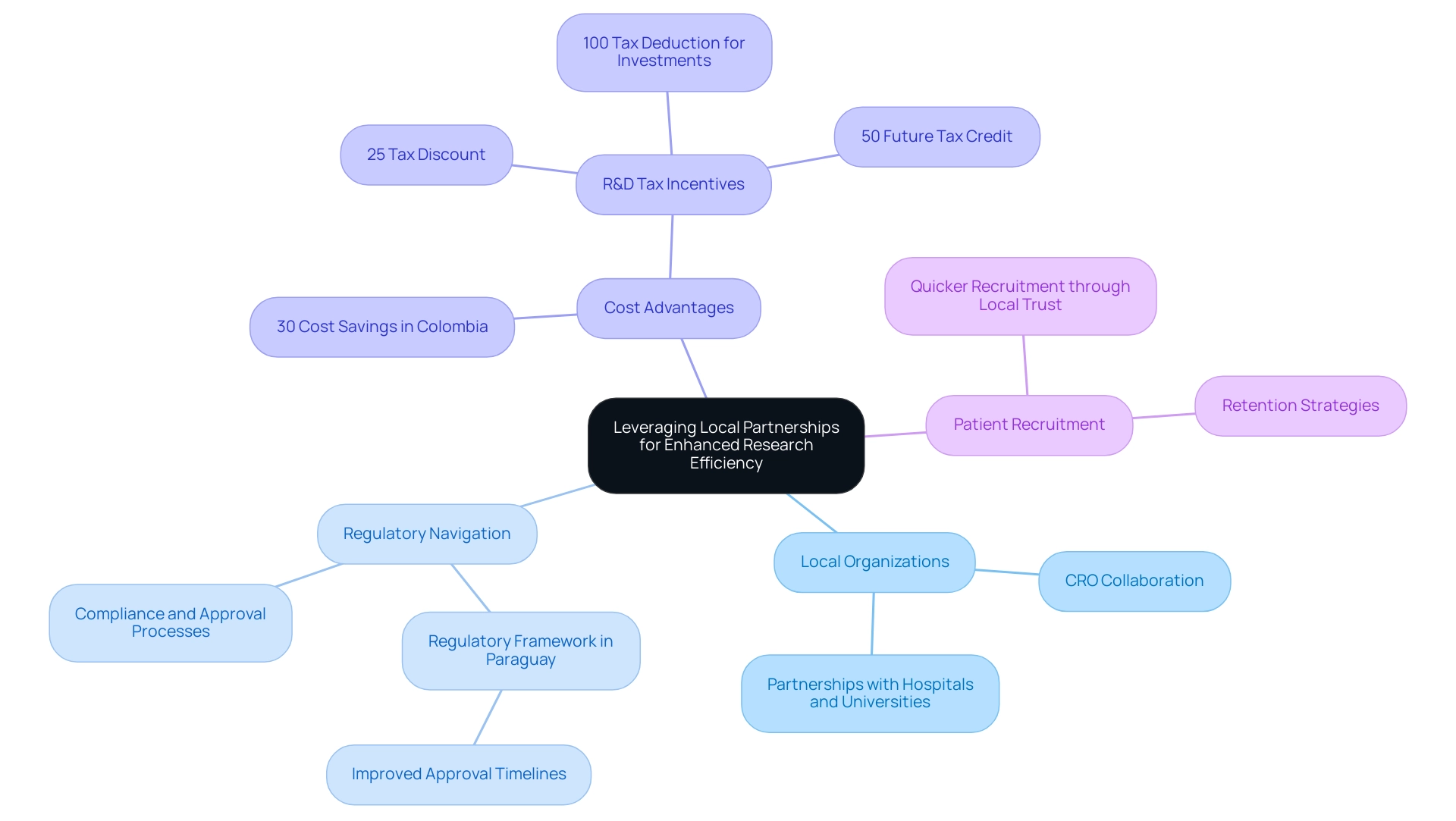 Each branch represents a key area related to local partnerships, with sub-branches providing specific details and insights.