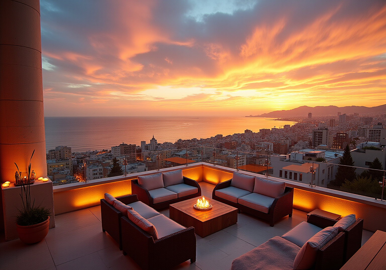 Panoramic View of Barcelona from Nobu Hotel