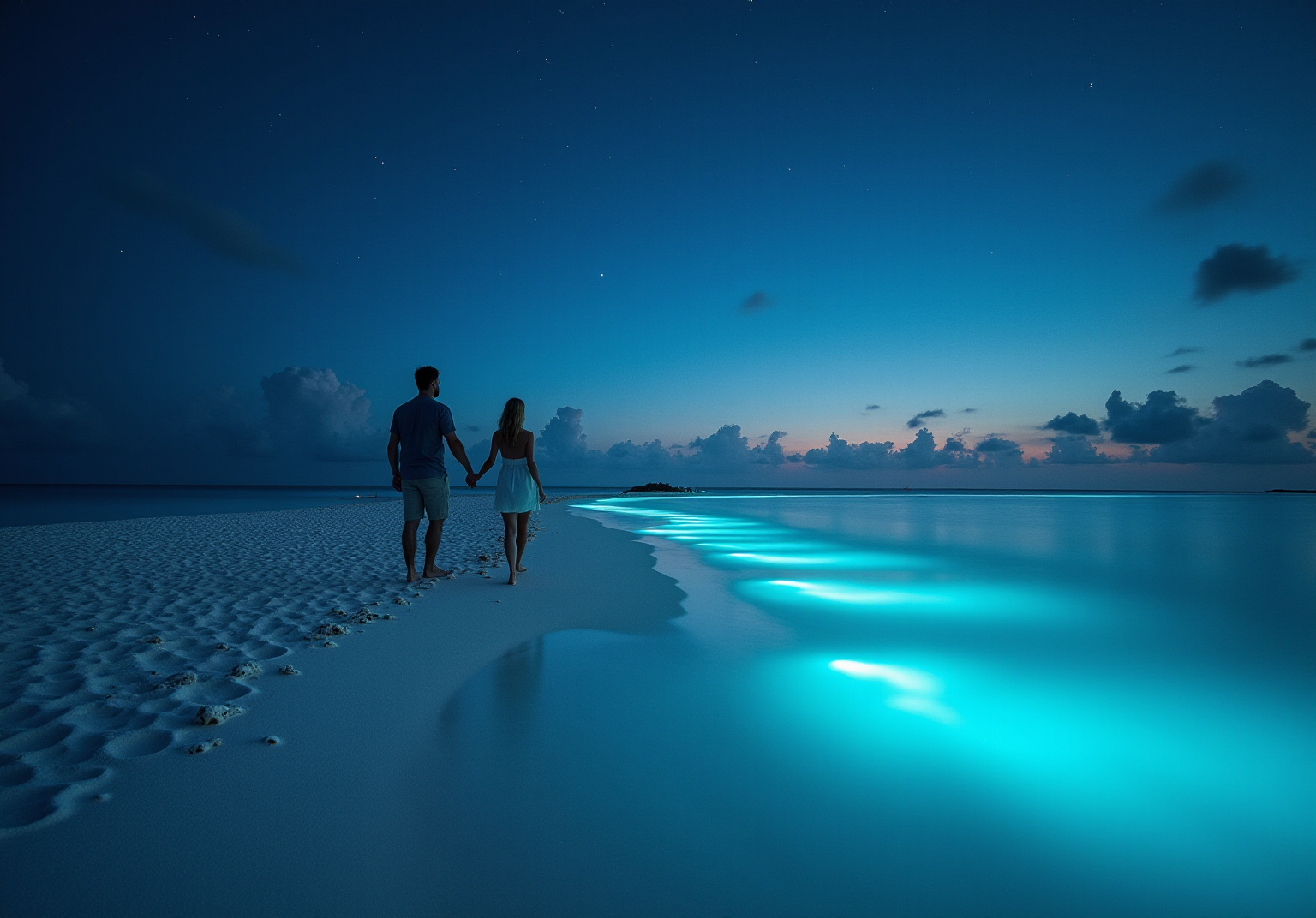 Romantic Getaway on Bioluminescent Beaches in the Maldives