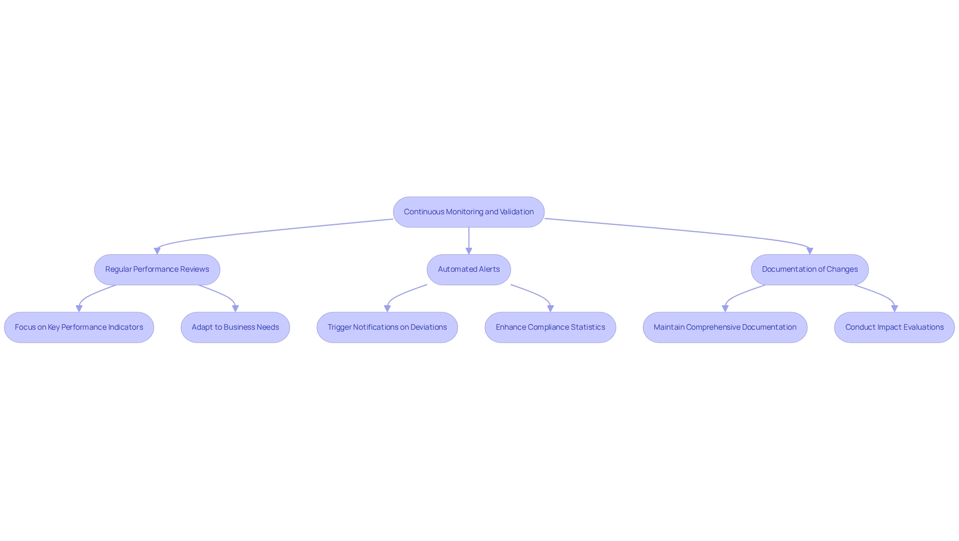 Each box represents a strategy for monitoring, with sub-steps detailing key actions. The arrows indicate the flow of strategies contributing to compliance and efficiency.