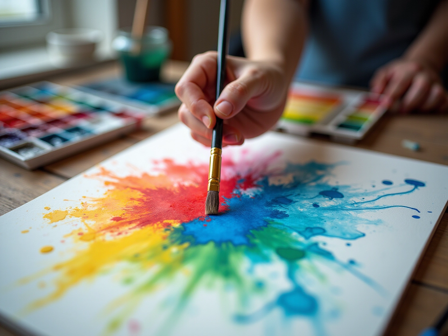 Vibrant Abstract Watercolor Painting in Progress Vibrant Abstract Watercolor Painting in Progress