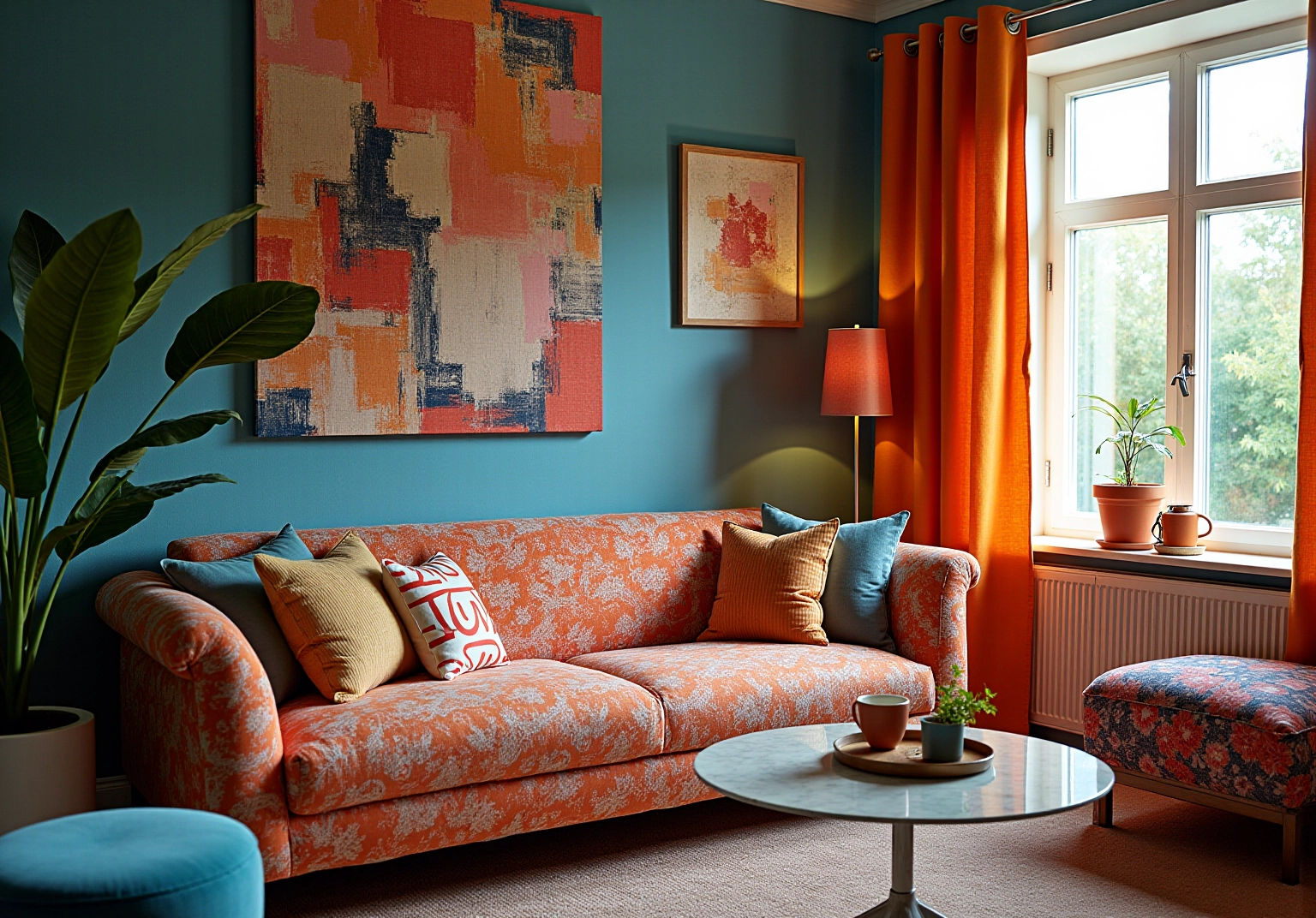 Vibrant Living Space with Fabric Patterns