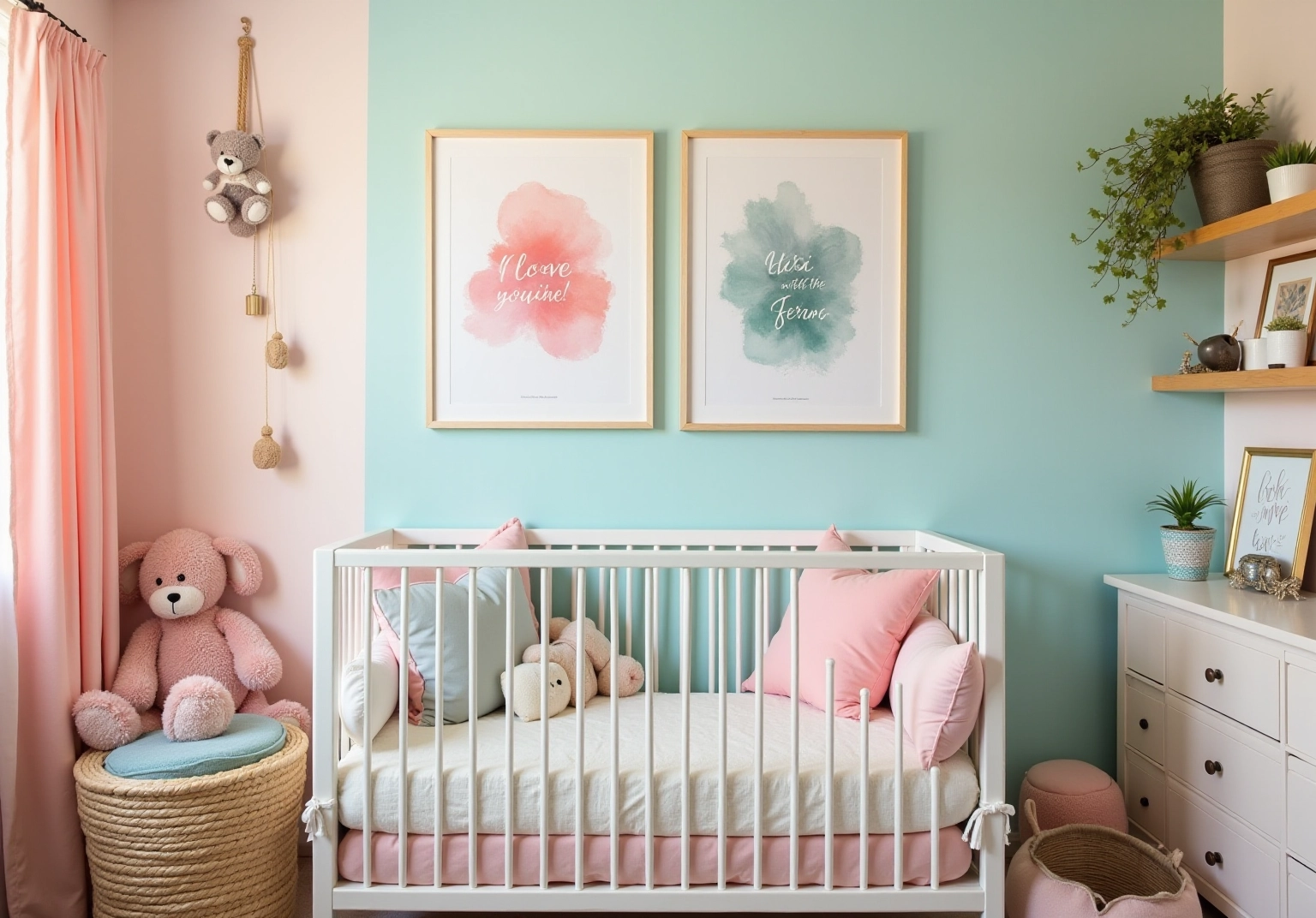 Vibrant Nursery with Personalized Watercolor Prints Vibrant Nursery with Personalized Watercolor Prints