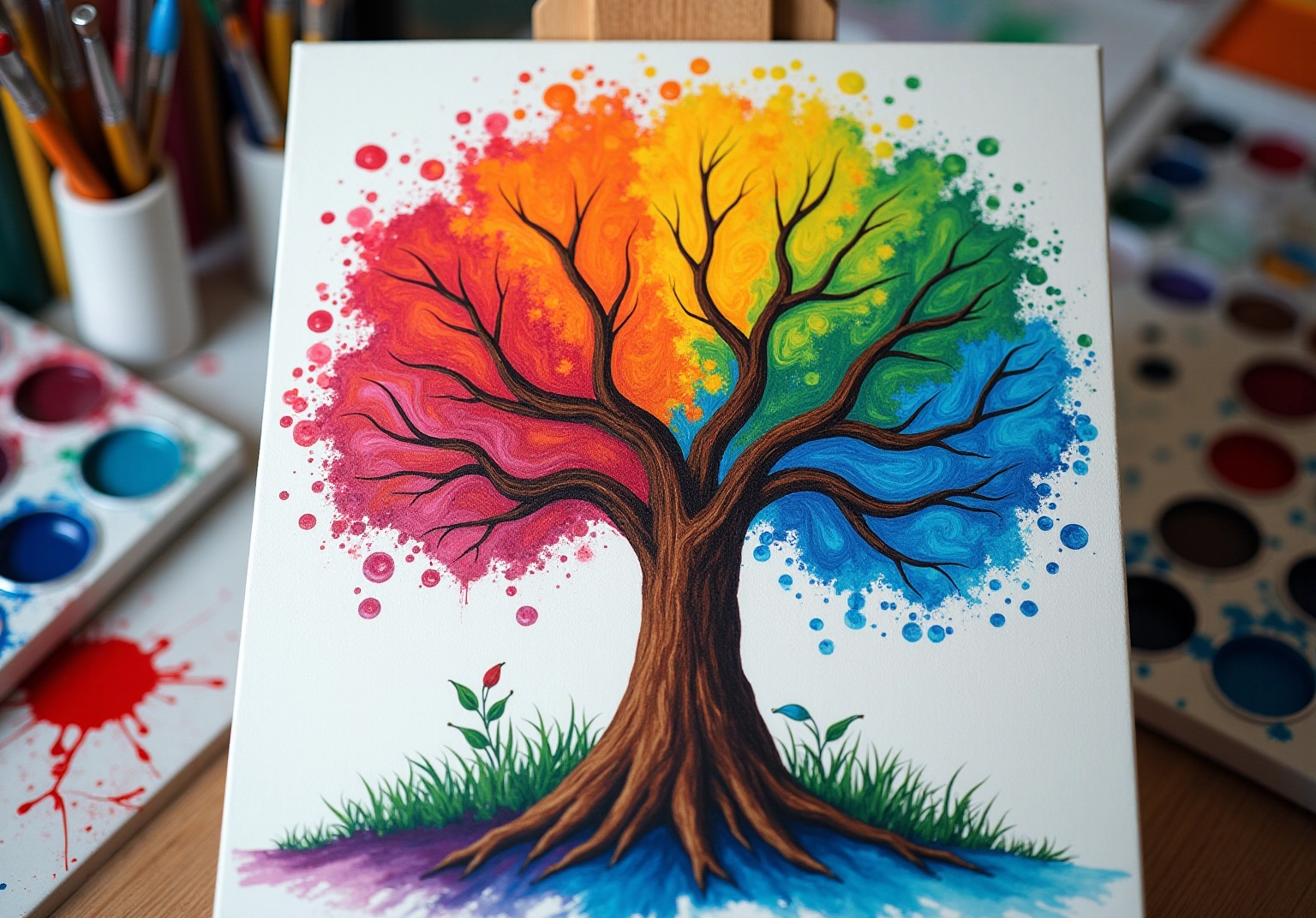 Vibrant Rainbow Swirly Tree Art Vibrant Rainbow Swirly Tree Art