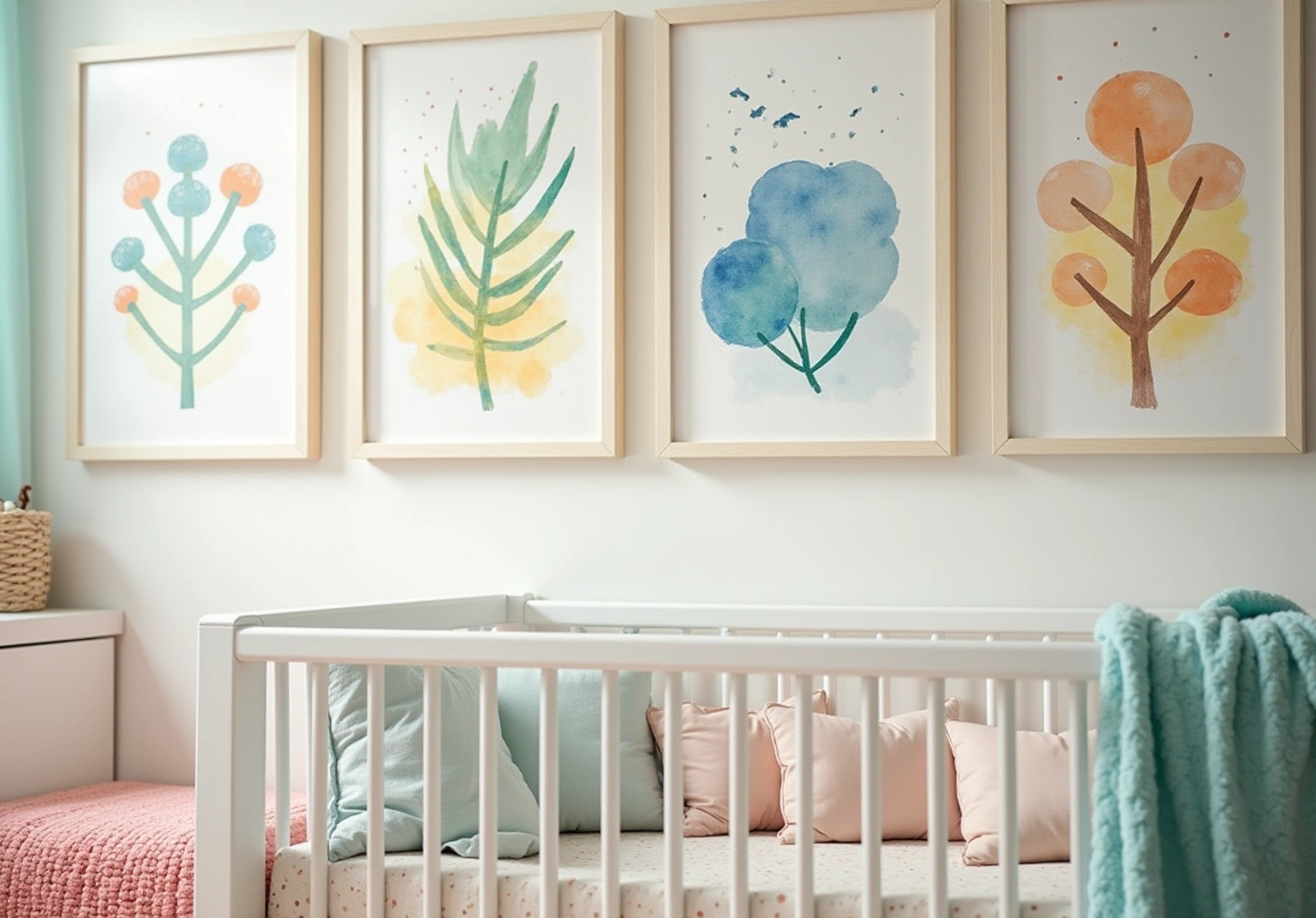 Vibrant Watercolor Art in a Child's Room Vibrant Watercolor Art in a Child's Room