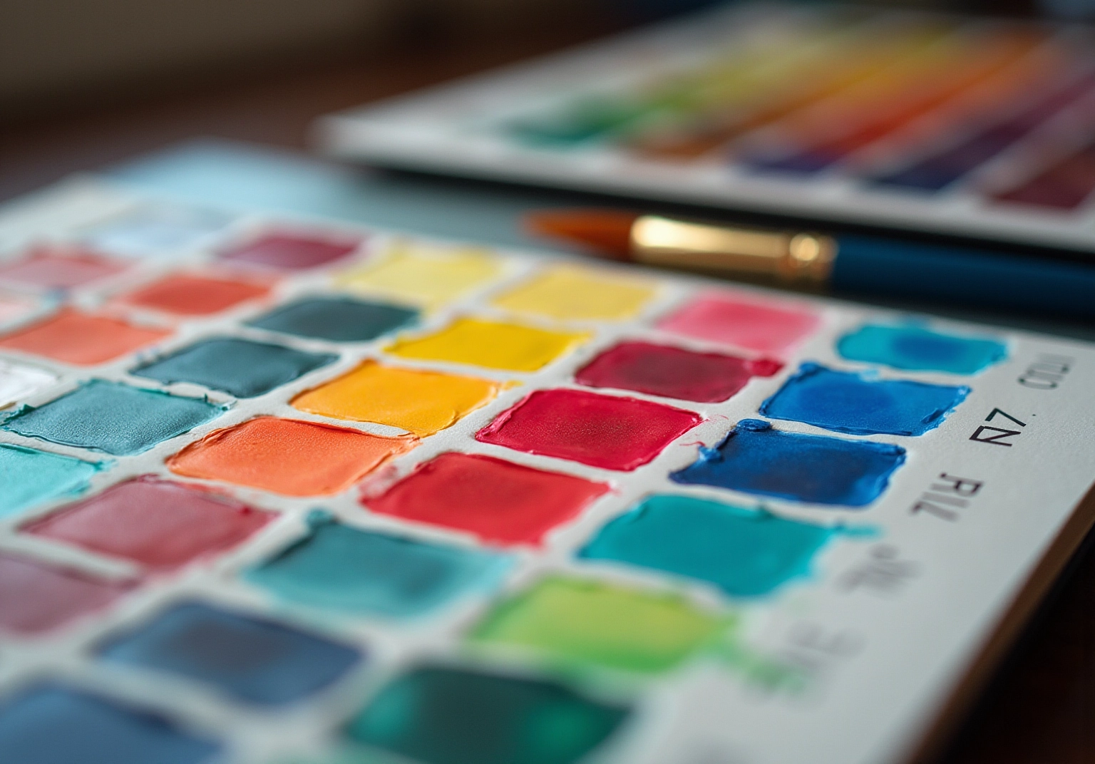 Vibrant Watercolor Palette in an Artist's Studio
