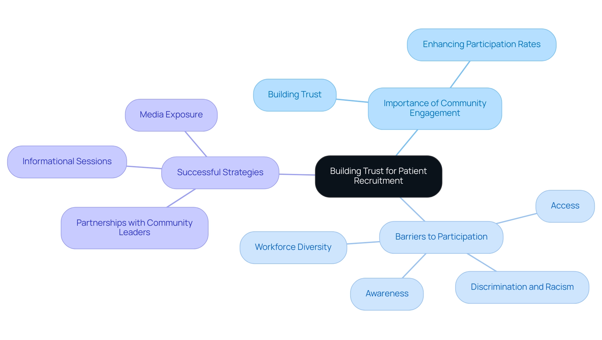 The central node represents the overall theme, with branches illustrating key areas of focus and their associated subcomponents.