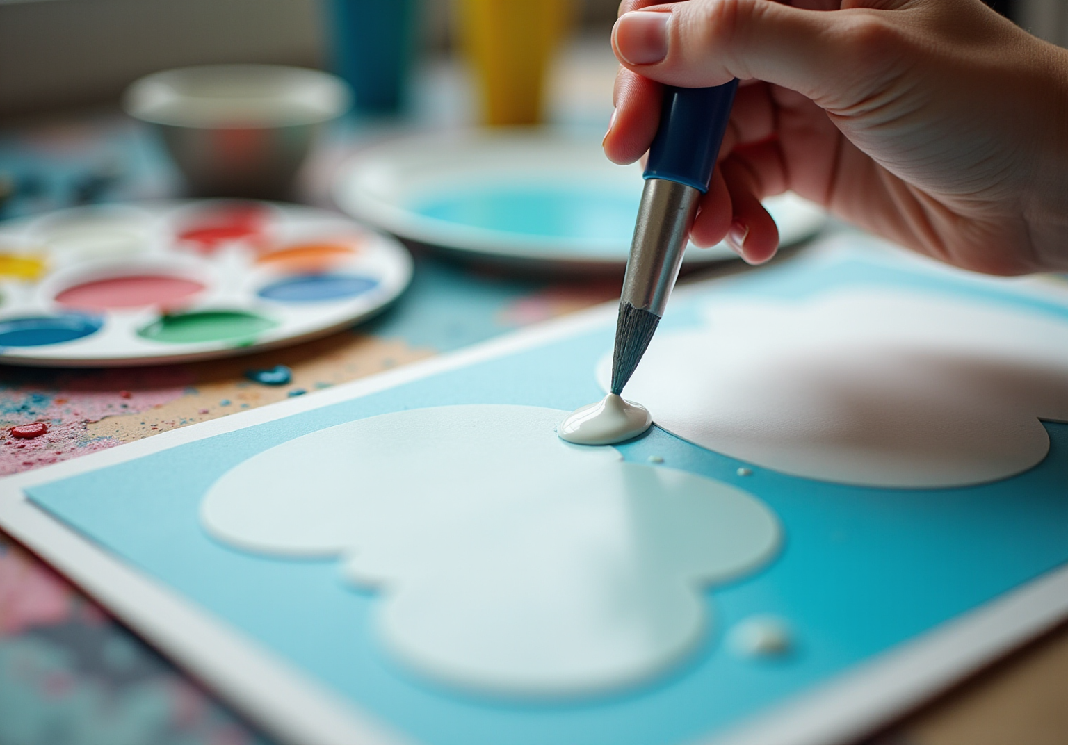 Applying Masking Fluid in the Artist's Studio Applying Masking Fluid in the Artist's Studio