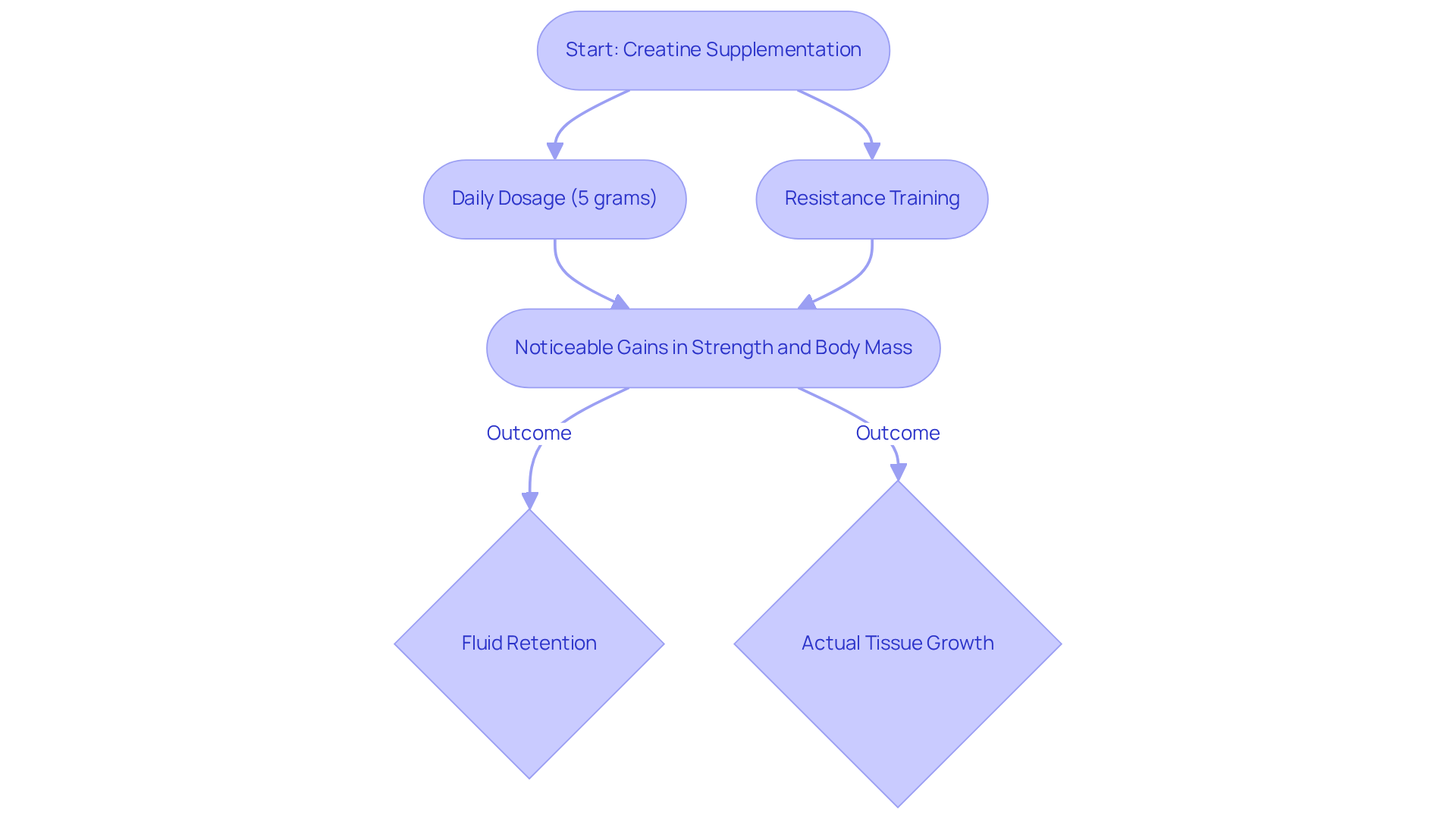 This flowchart shows how taking creatine and engaging in resistance training can lead to muscle gains. Follow the arrows to see how the process works, from supplementation to potential outcomes. This flowchart shows how taking creatine and engaging in resistance training can lead to muscle gains. Follow the arrows to see how the process works, from supplementation to potential outcomes.