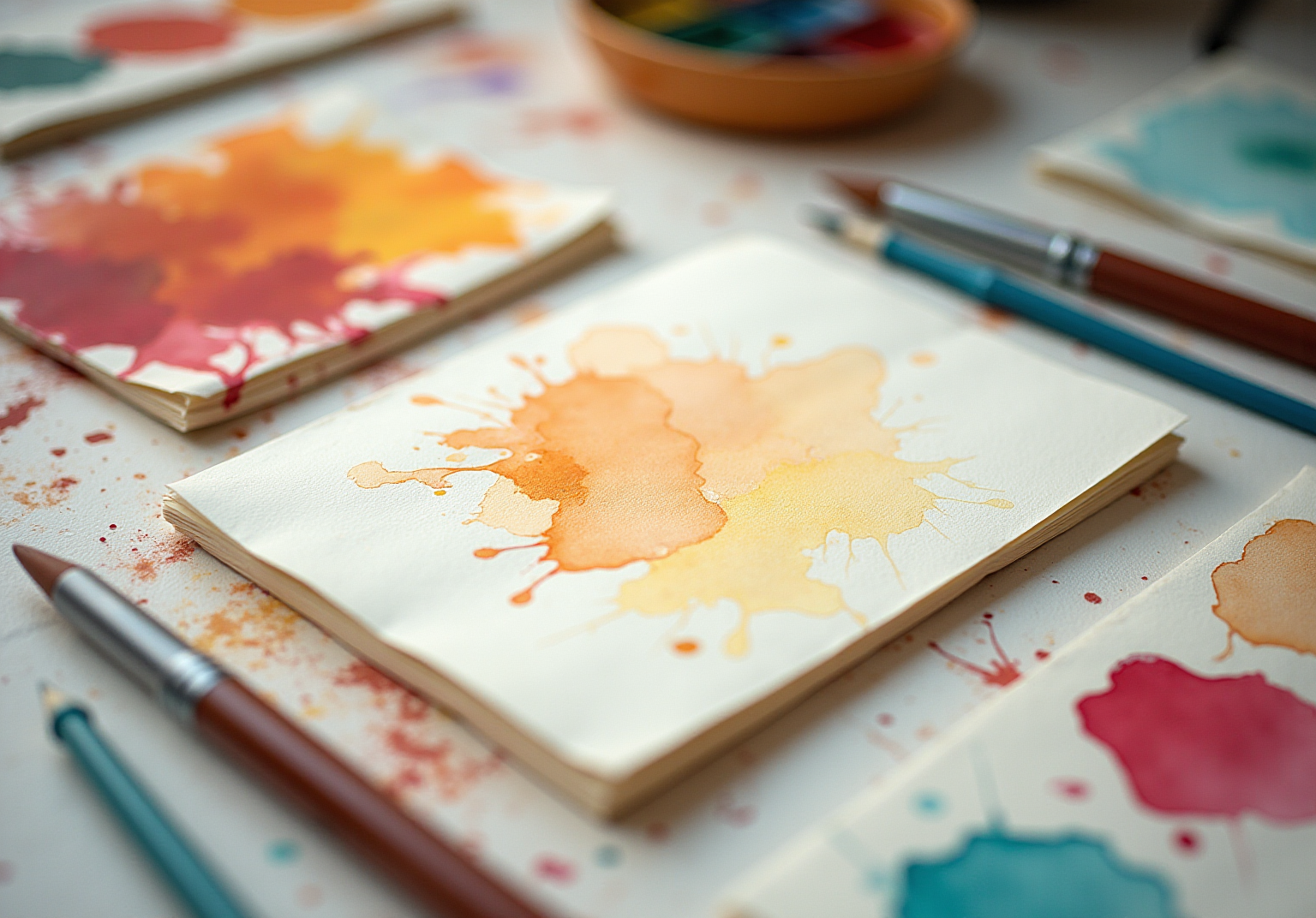 Arches Watercolor Paper in an Artistic Workspace Arches Watercolor Paper in an Artistic Workspace