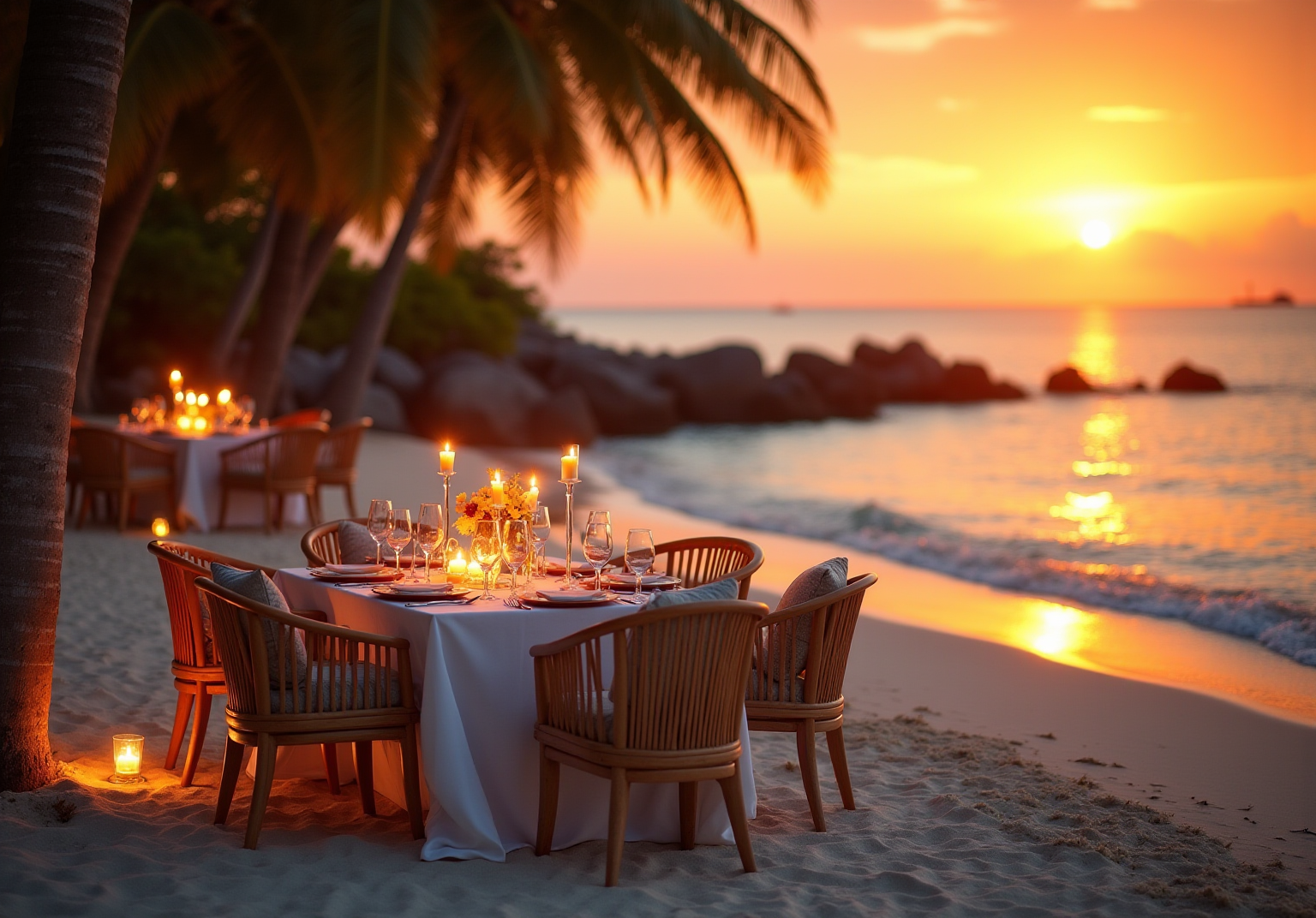 Romantic Beach Dining in the Maldives