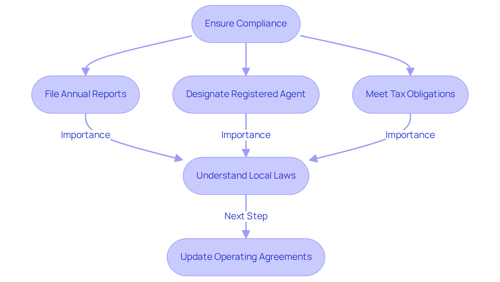 Follow the arrows to see the steps e-commerce LLCs need to take for compliance. Each box represents a critical task, and understanding local laws is key to navigating the process successfully. Follow the arrows to see the steps e-commerce LLCs need to take for compliance. Each box represents a critical task, and understanding local laws is key to navigating the process successfully.