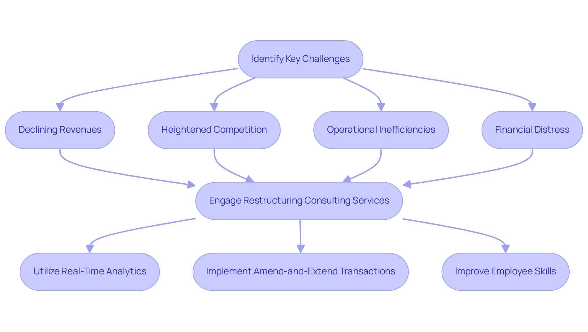 Red boxes denote challenges, while blue boxes indicate actions taken to address those challenges.