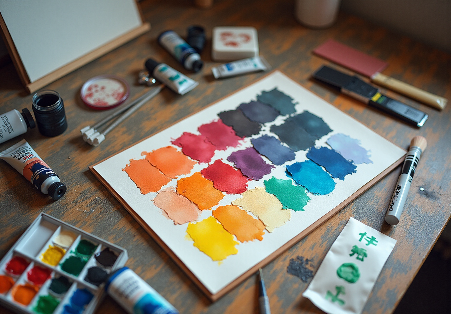 Kuretake GANSAI TAMBI Watercolor Paint Set in Artist's Studio