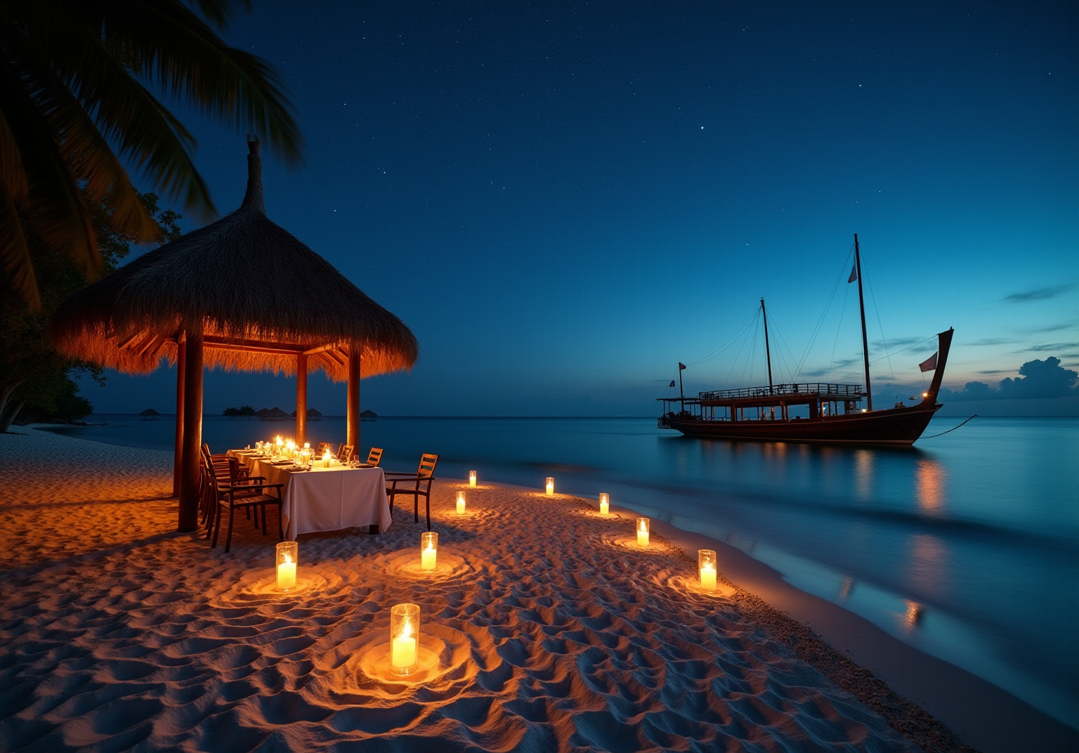 Romantic Nighttime in the Maldives