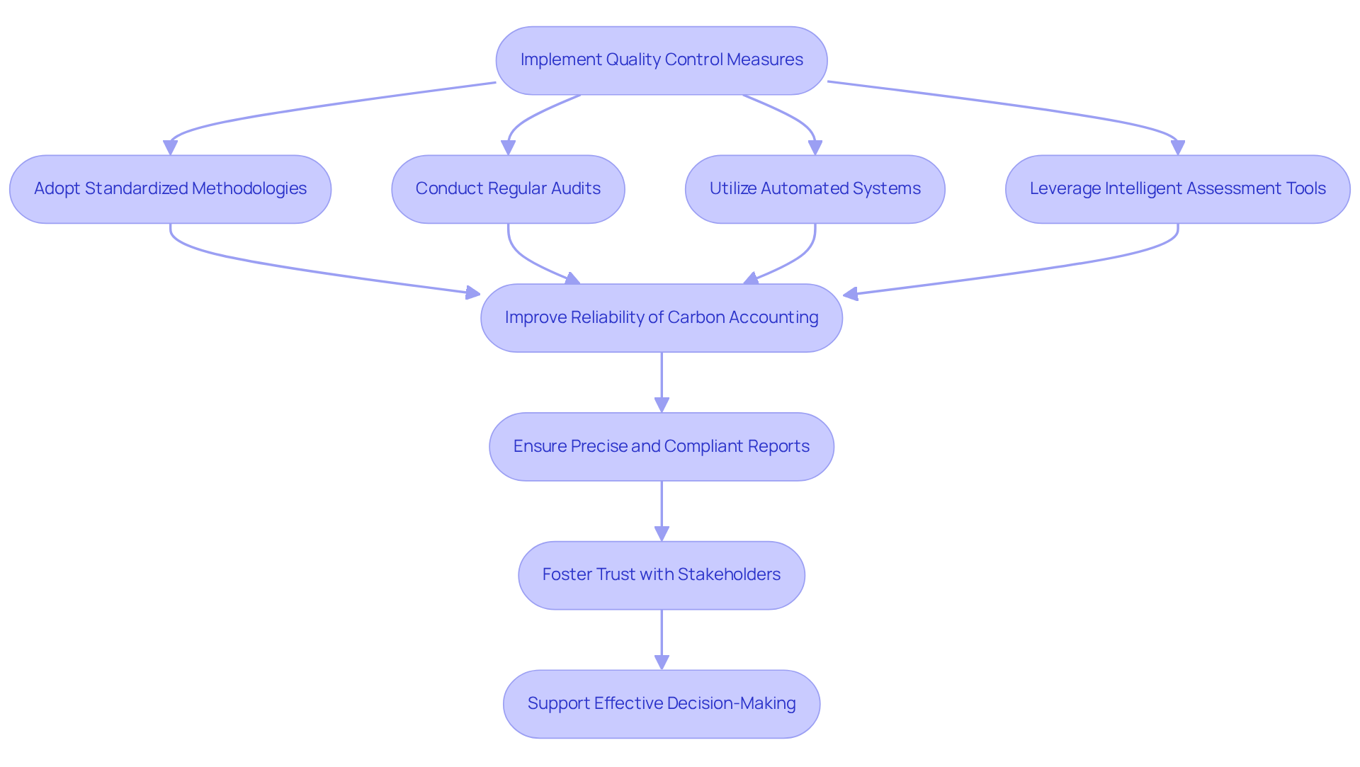 Each box represents a step in the process of ensuring data integrity in carbon reporting. Follow the arrows to see how each action contributes to the overall goal of reliable carbon accounting. Each box represents a step in the process of ensuring data integrity in carbon reporting. Follow the arrows to see how each action contributes to the overall goal of reliable carbon accounting.