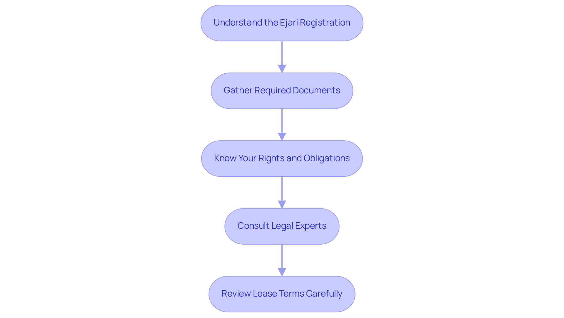 Each box represents a step in the process of reviewing rental guidelines. Follow the arrows to see how to proceed from understanding registration to reviewing lease terms.