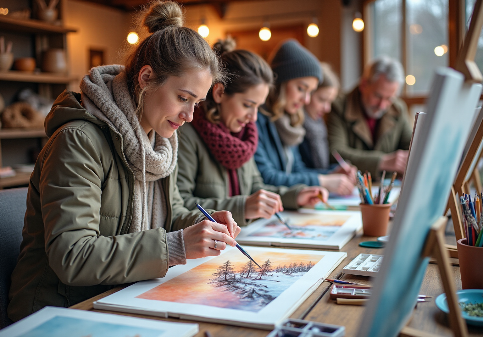 Collaborative Winter Watercolor Painting Collaborative Winter Watercolor Painting