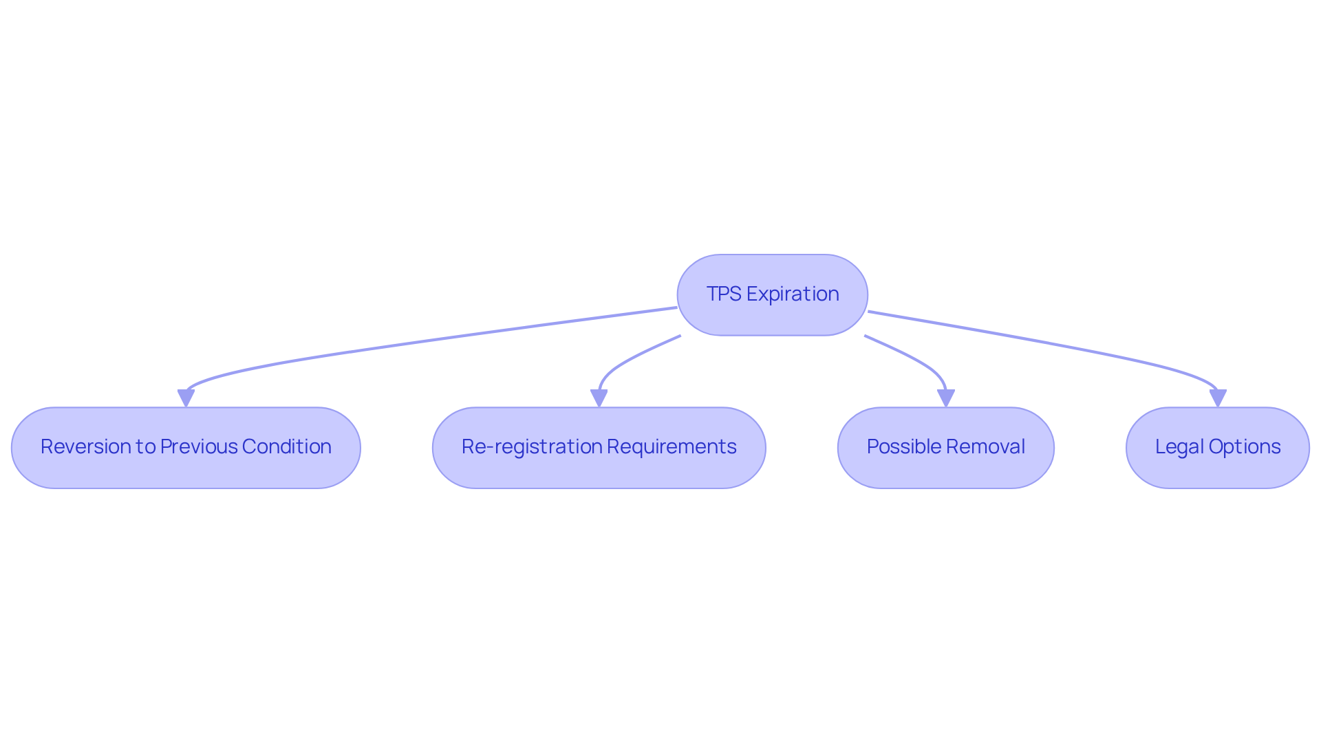 This flowchart outlines what happens when TPS expires. Each box represents a consequence or action that beneficiaries need to be aware of. Follow the arrows to understand the sequence of events and the importance of taking timely action. This flowchart outlines what happens when TPS expires. Each box represents a consequence or action that beneficiaries need to be aware of. Follow the arrows to understand the sequence of events and the importance of taking timely action.