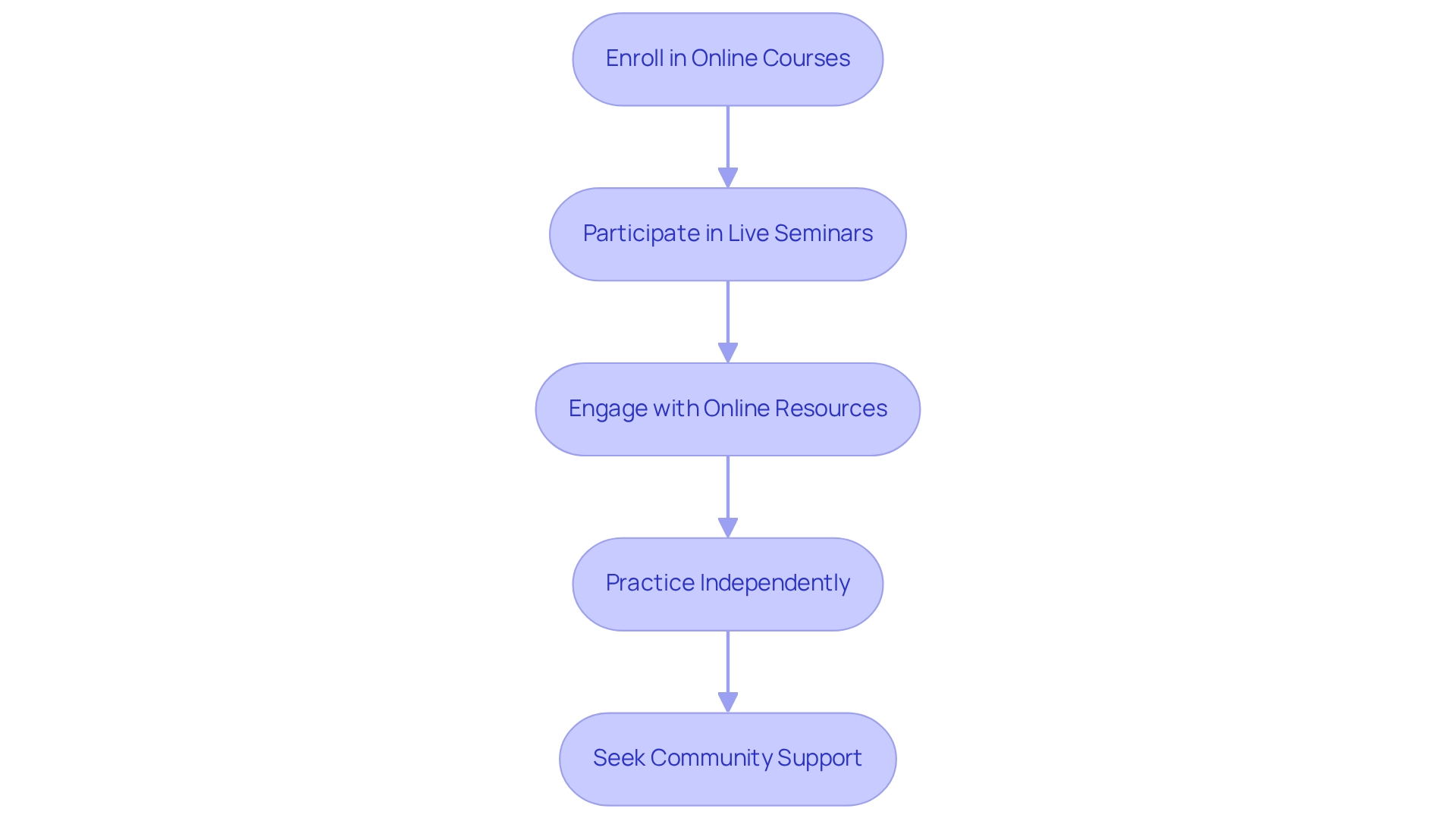 Each box represents a step in the blended learning process. Follow the arrows to see how to progress from online courses to community support, ensuring a comprehensive training experience.