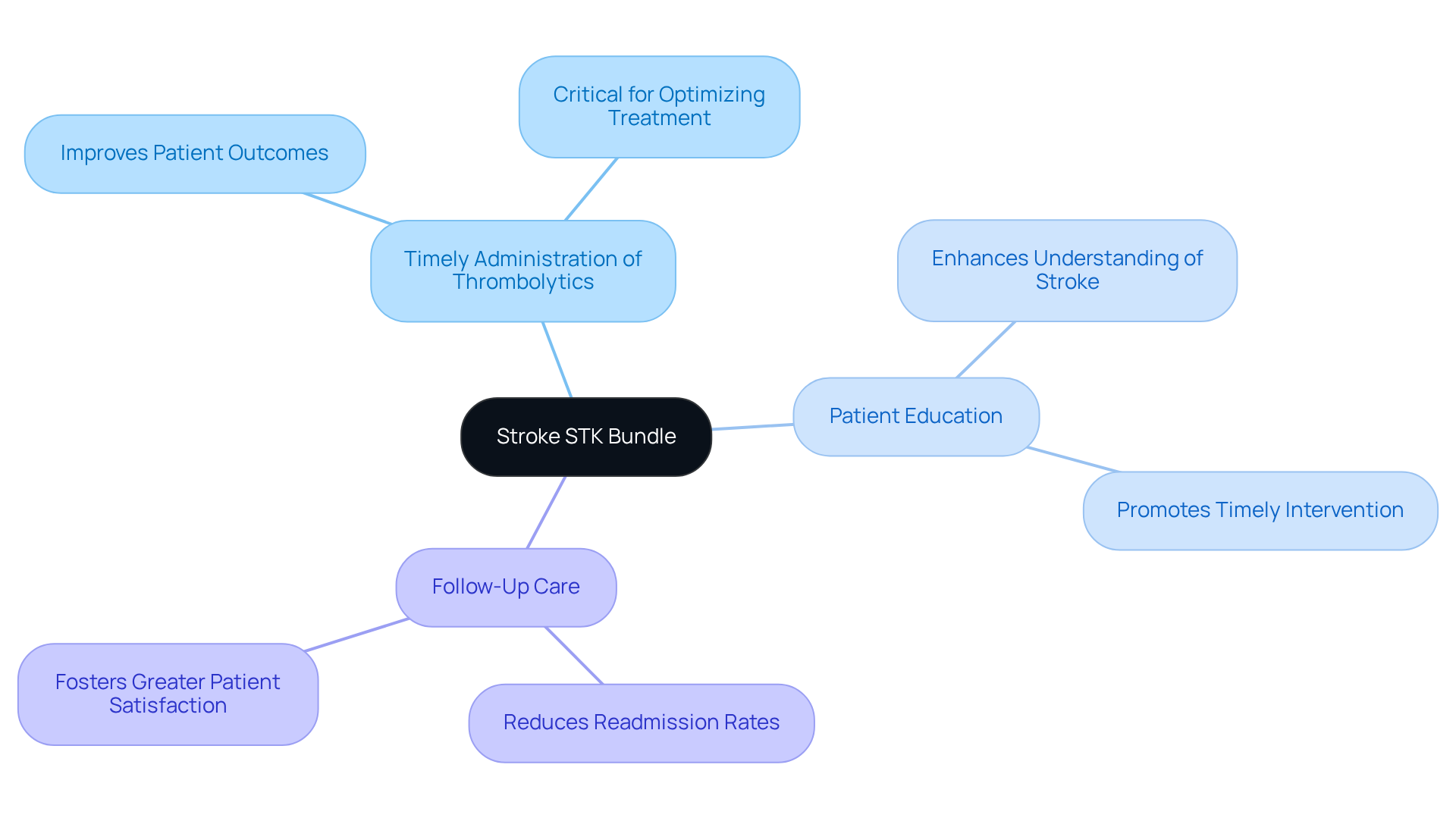 The central node represents the Stroke STK Bundle, while the branches show key components and their benefits. Follow the branches to see how each part contributes to better stroke care. The central node represents the Stroke STK Bundle, while the branches show key components and their benefits. Follow the branches to see how each part contributes to better stroke care.