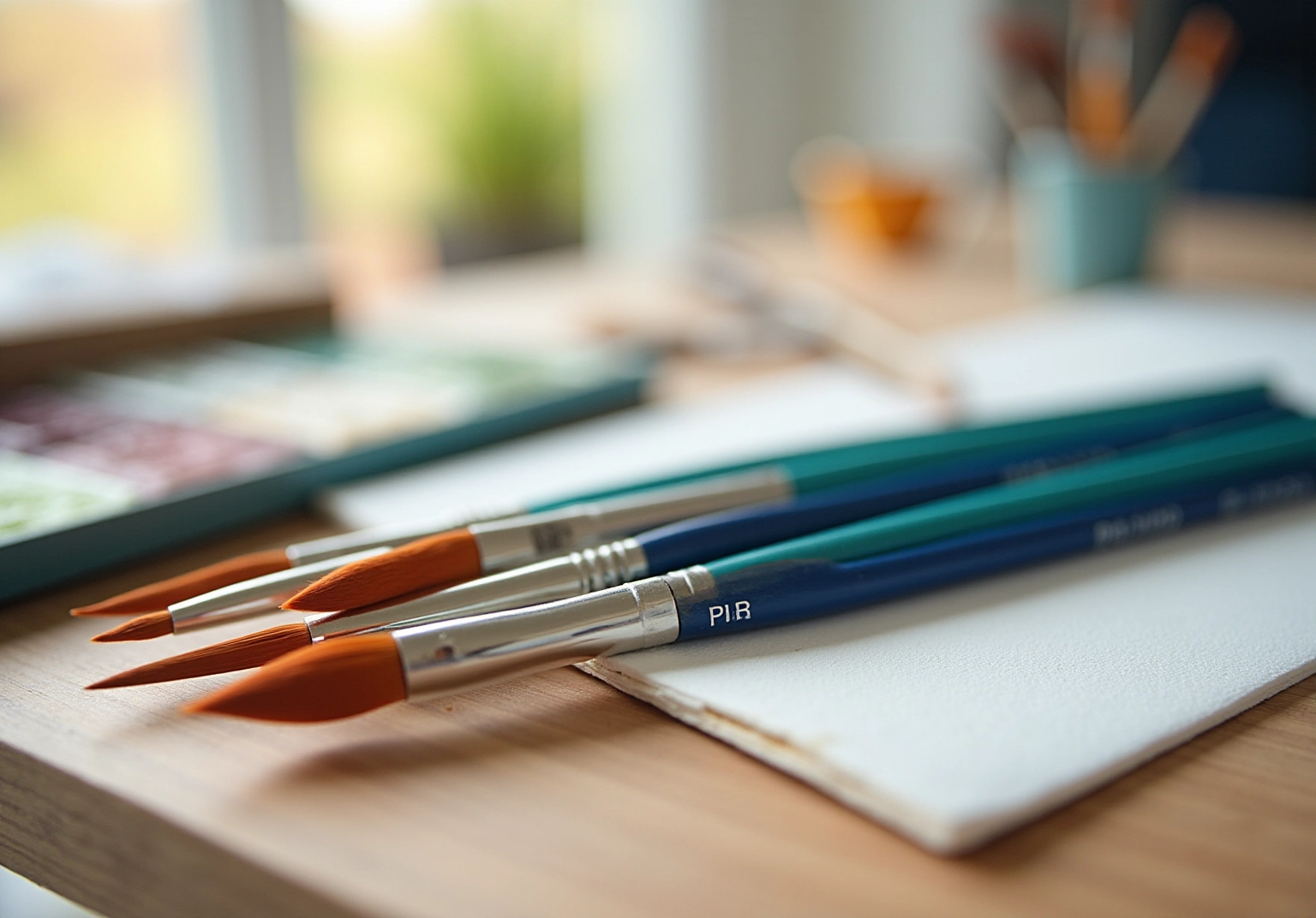 Watercolor Brush Selection in an Artist's Studio Watercolor Brush Selection in an Artist's Studio
