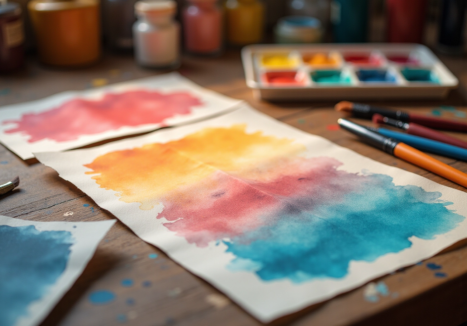 Watercolor Paper Essentials in an Artist's Studio Watercolor Paper Essentials in an Artist's Studio
