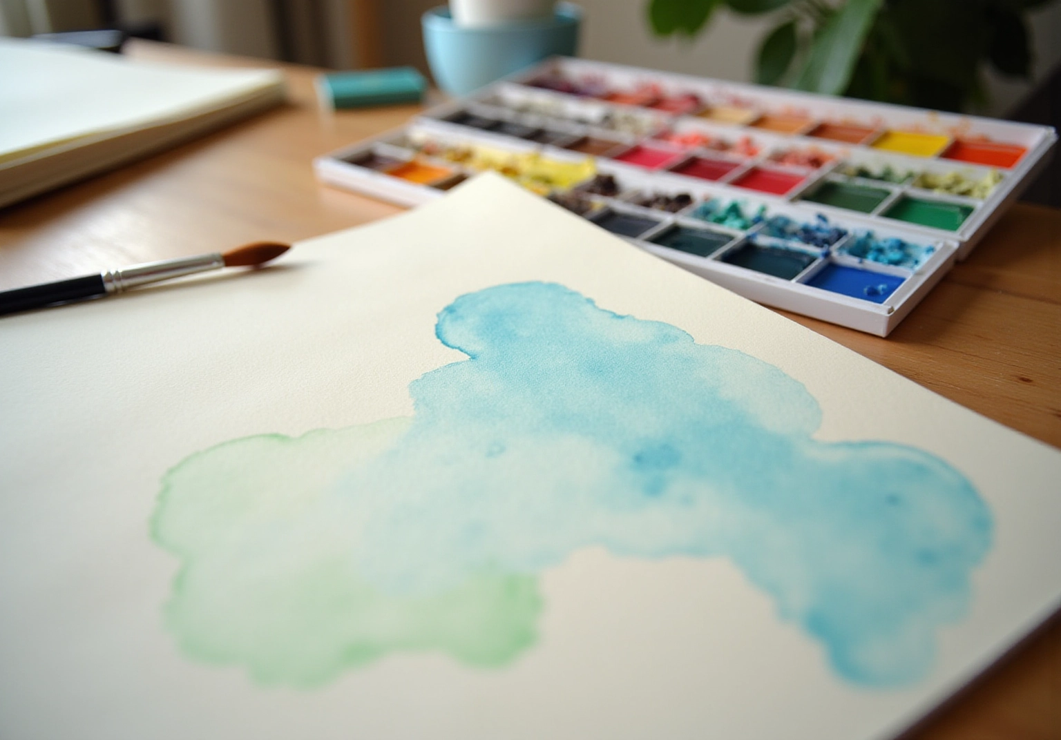 Watercolor Paper Essentials in an Artist's Workspace Watercolor Paper Essentials in an Artist's Workspace