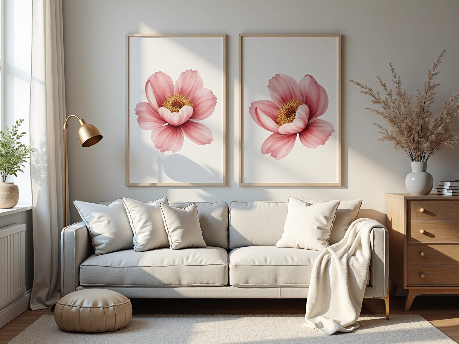 Watercolor Peonies in Eclectic Decor