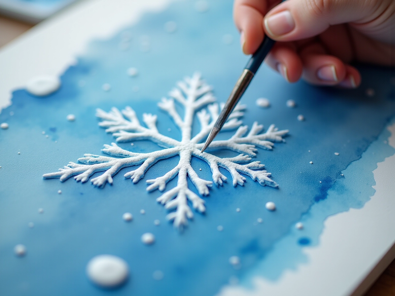 Watercolor Snowflake in Progress