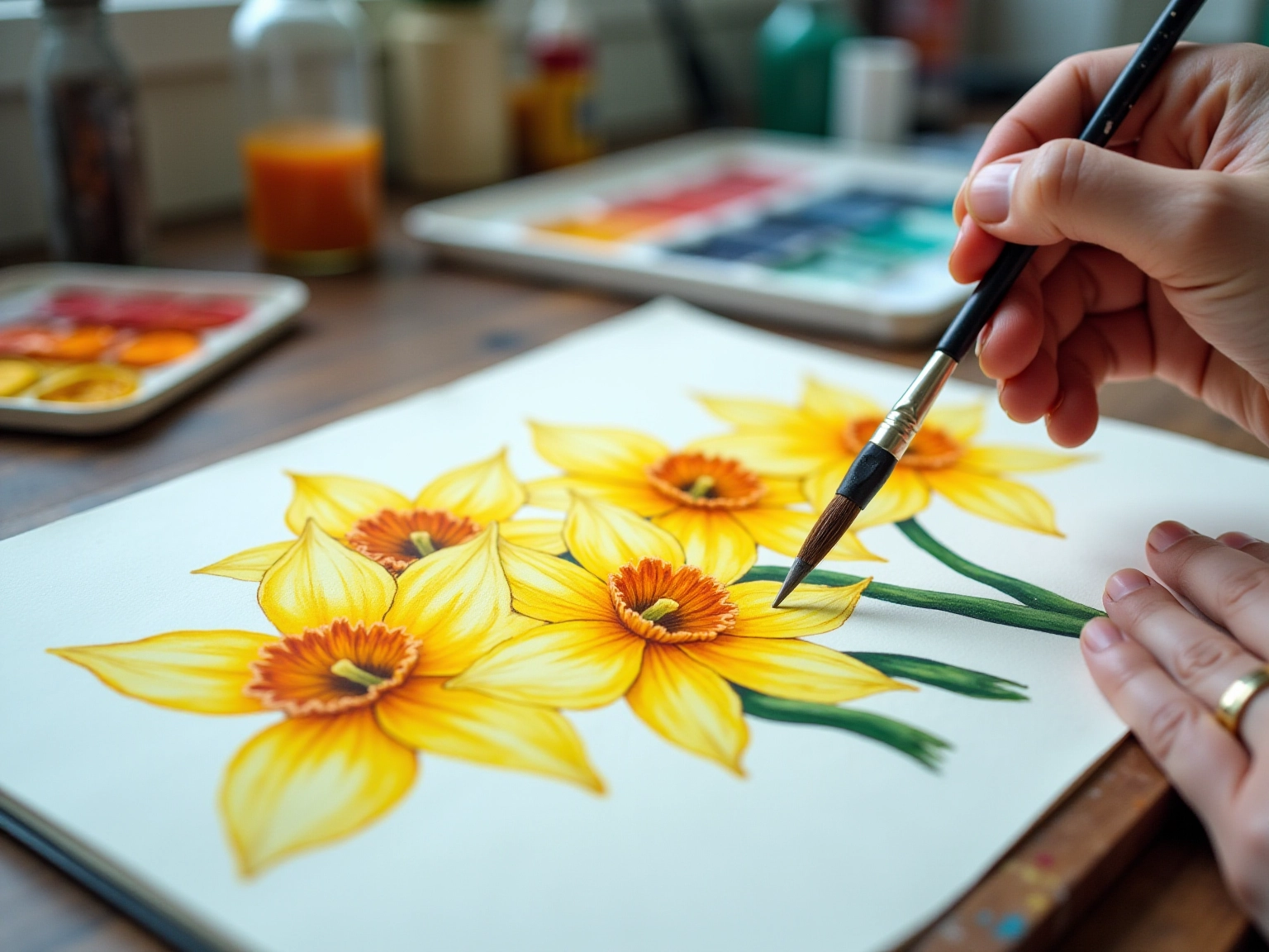 Watercolor Techniques for Daffodils Watercolor Techniques for Daffodils
