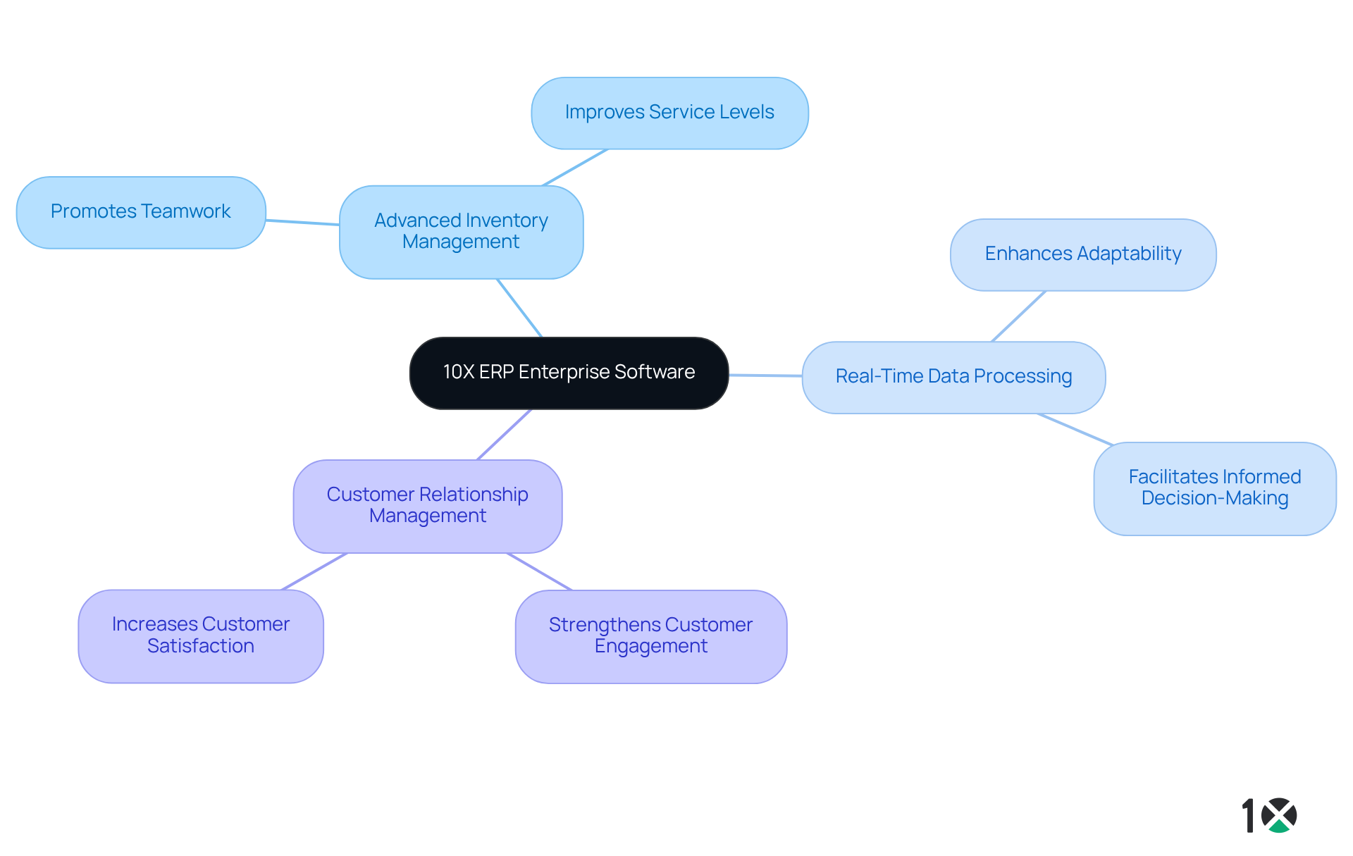 The center represents the main software, while the branches show its key features and the advantages they bring to distribution operations. Follow the branches to explore how each aspect contributes to overall efficiency.