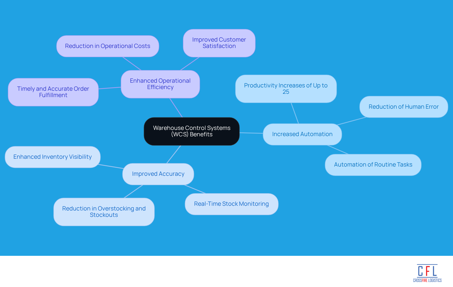 The central node represents WCS, while the branches show the key benefits. Each sub-point provides specific details or examples, helping you understand how WCS can improve operations and customer satisfaction.