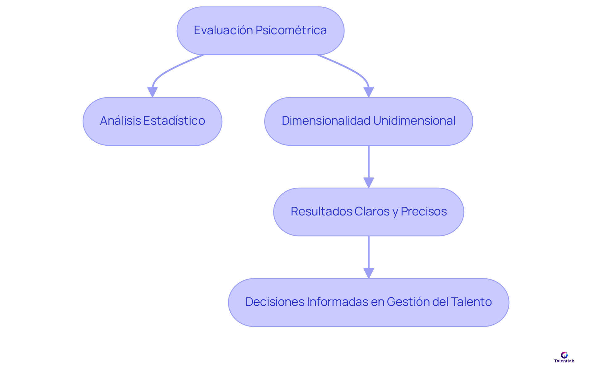 Cada cuadro representa un paso en el proceso de evaluación psicométrica. Sigue las flechas para entender cómo cada etapa se conecta y contribuye a asegurar la calidad de los resultados.