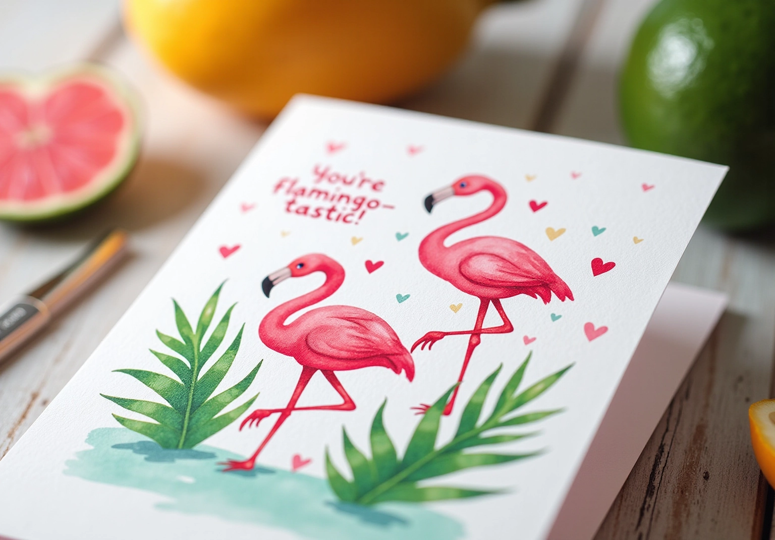 Whimsical Flamingo Watercolor Valentine Card Whimsical Flamingo Watercolor Valentine Card