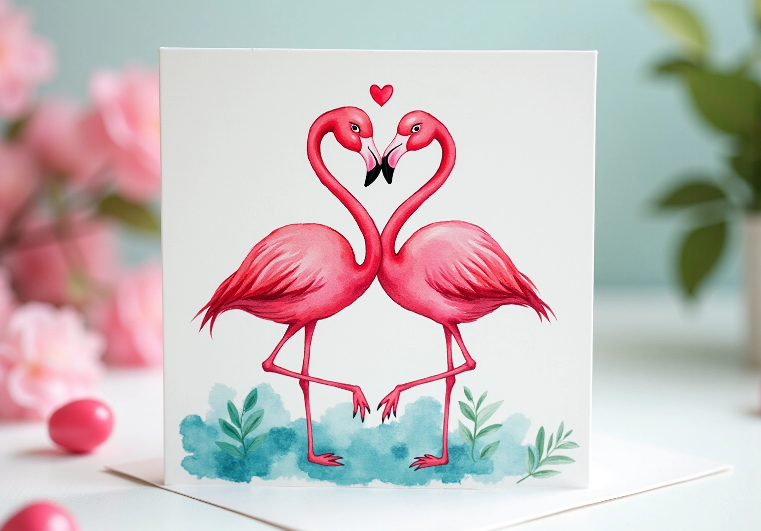 Whimsical Flamingos Valentine's Day Card Whimsical Flamingos Valentine's Day Card