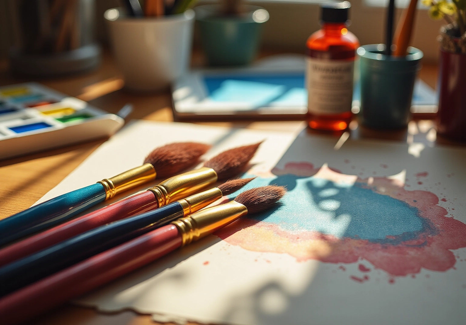 Winsor & Newton Cotman Brushes in an Artist's Studio