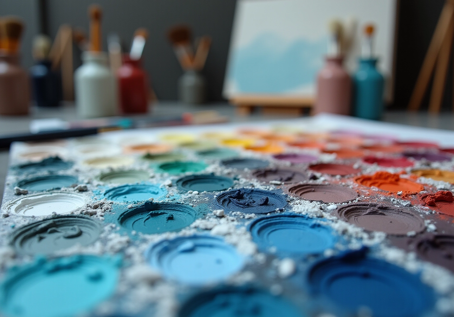 Winter Color Palette in an Artist's Studio Winter Color Palette in an Artist's Studio