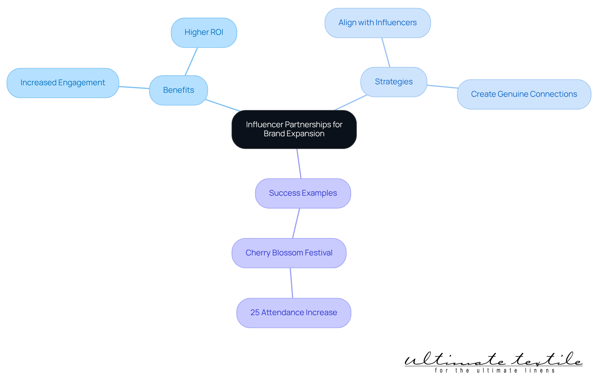 This mindmap visualizes how partnering with influencers can benefit your brand. Each branch represents a different aspect of influencer marketing, showing how they can enhance your promotional strategies.
