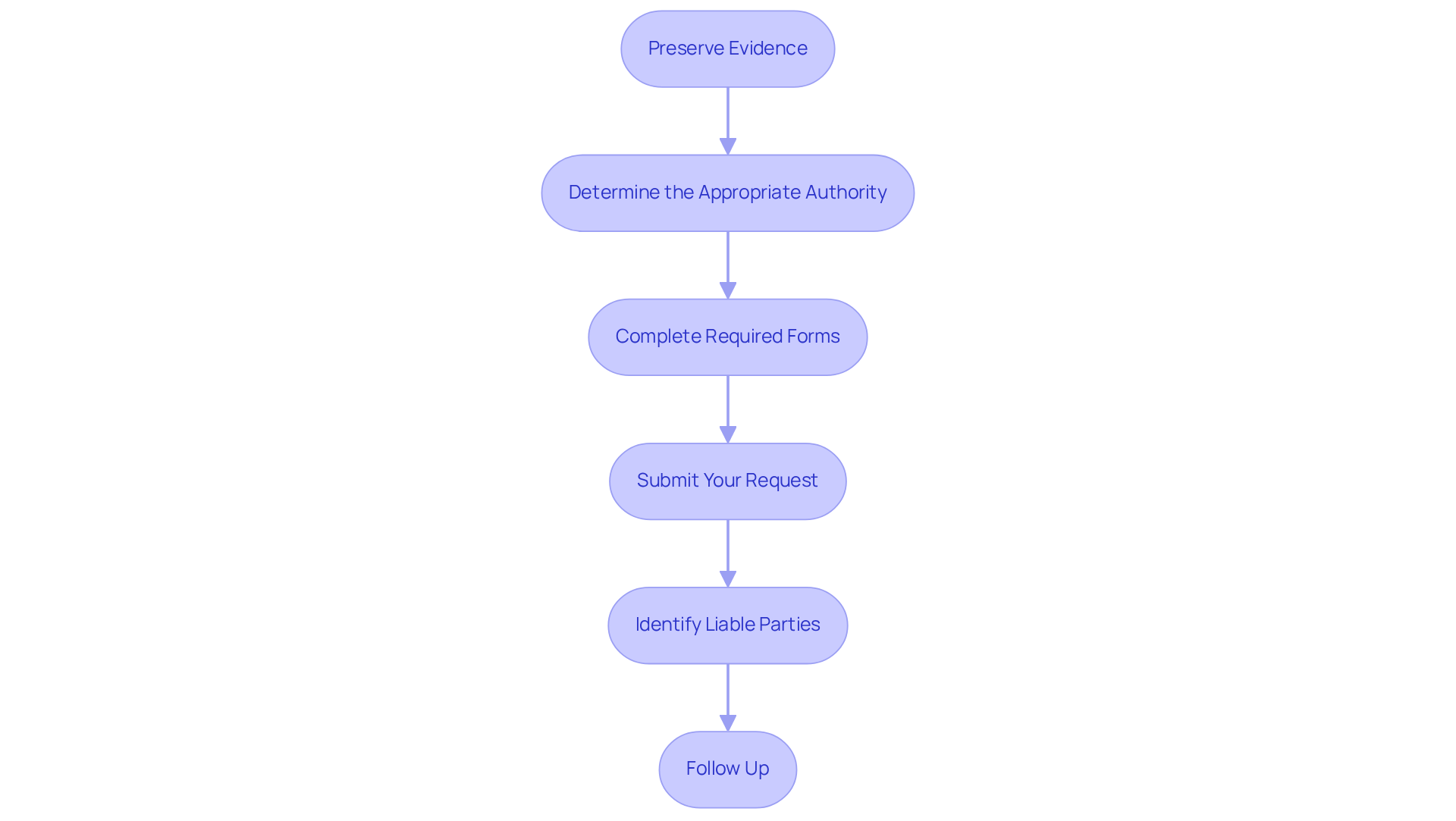 Each box represents a crucial step in the claim filing process. Follow the arrows to see the order in which you should complete each action to ensure your claim is filed correctly and efficiently.