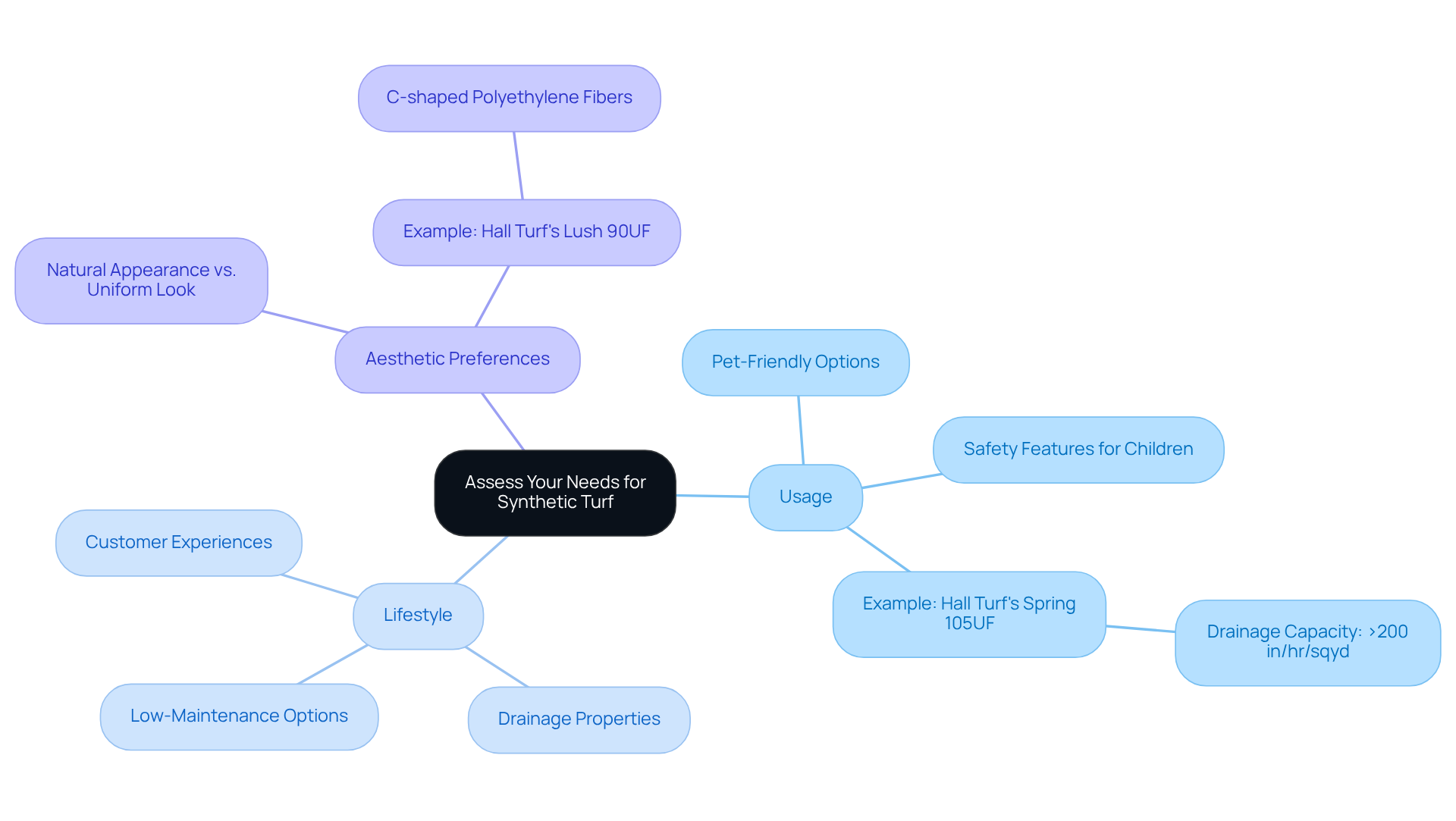 The central node represents the main theme of assessing needs, while the branches show different factors to consider. Each sub-branch provides specific details or examples related to that factor. The central node represents the main theme of assessing needs, while the branches show different factors to consider. Each sub-branch provides specific details or examples related to that factor.