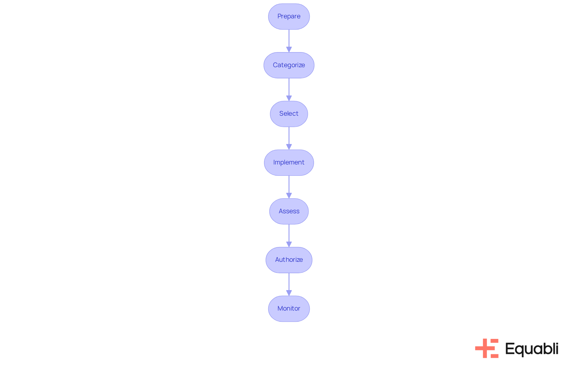 Each box represents a key step in managing risk and security, guiding organizations through the process. Follow the arrows to see how each action leads to the next.