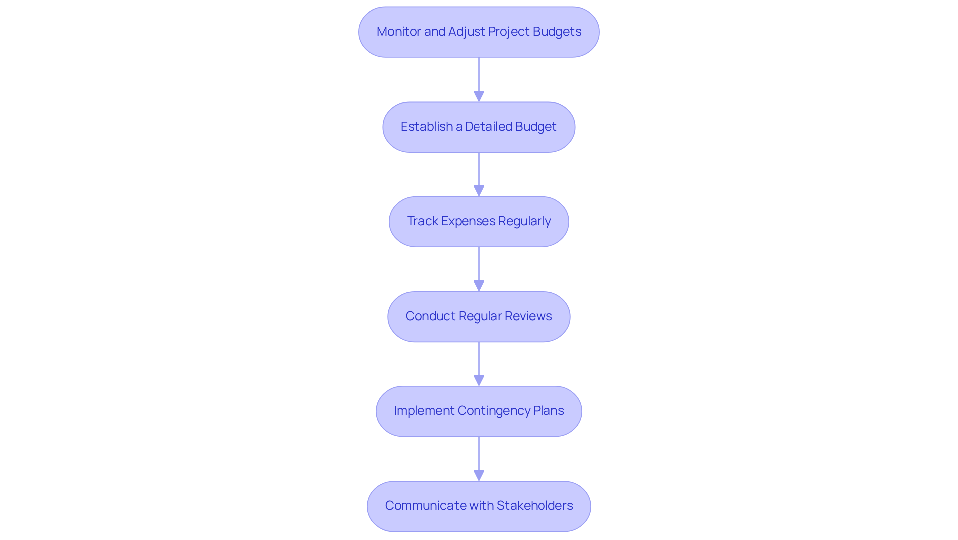 Each box represents a crucial step in managing project budgets. Follow the arrows to see how each strategy contributes to effective budget monitoring and adjustments, ensuring projects stay on track financially. Each box represents a crucial step in managing project budgets. Follow the arrows to see how each strategy contributes to effective budget monitoring and adjustments, ensuring projects stay on track financially.