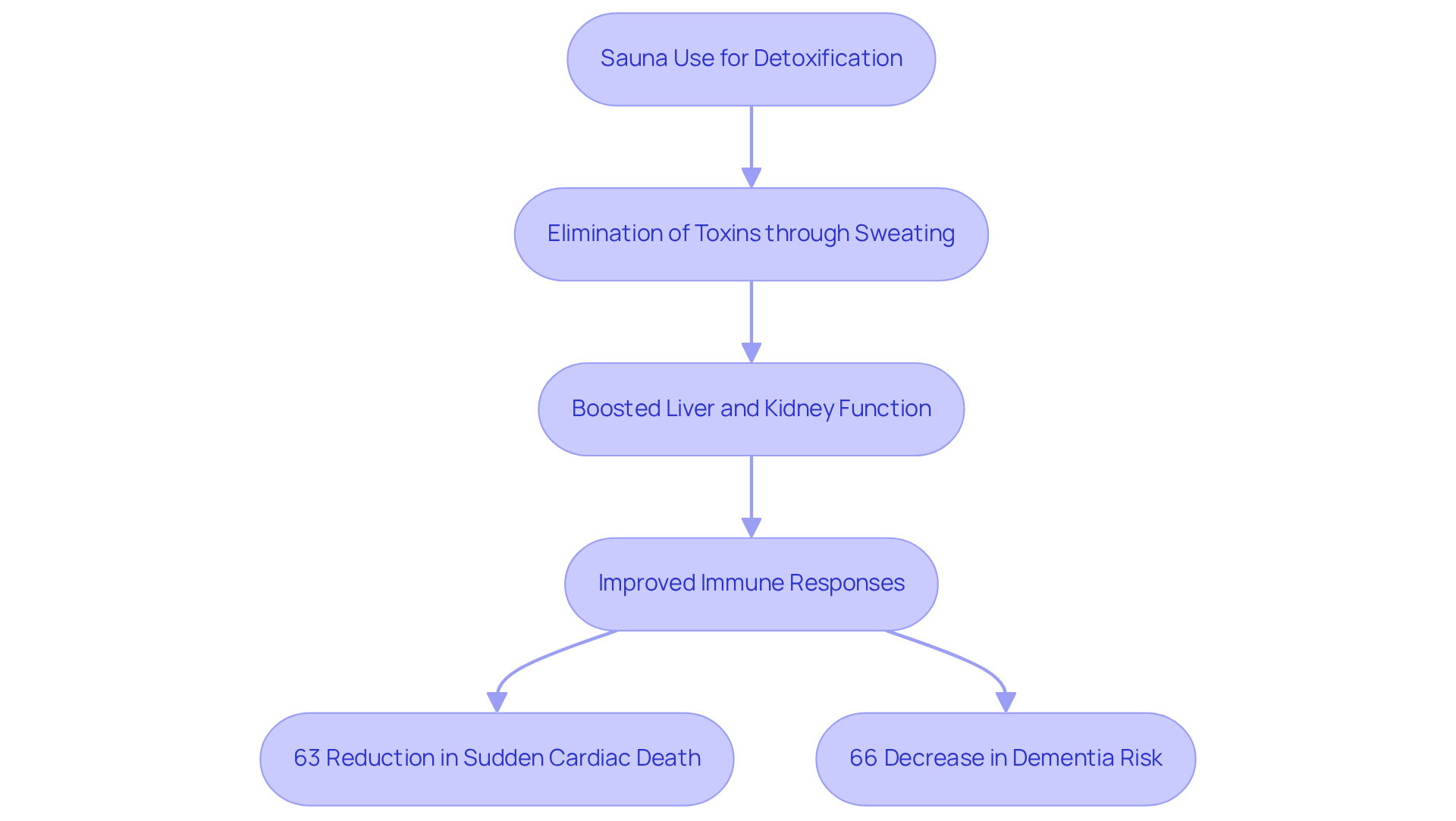 The flowchart guides you through the process of using a sauna, showing how each step contributes to better health outcomes. Start at the top and follow the arrows to see how sauna use can lead to detoxification and a stronger immune system.