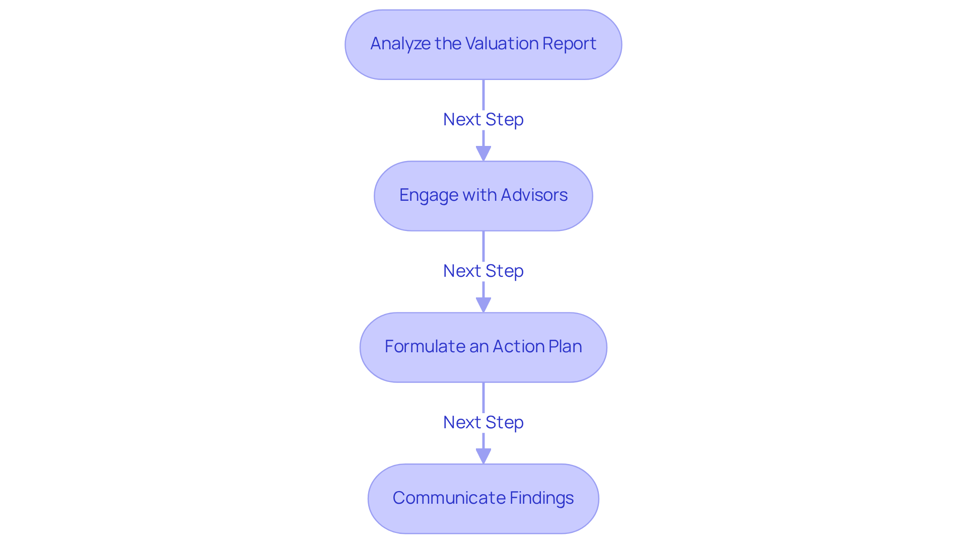 This flowchart outlines the steps tech CEOs should take after receiving valuation results. Follow the arrows to see how each step leads to the next, helping you effectively interpret and implement findings.