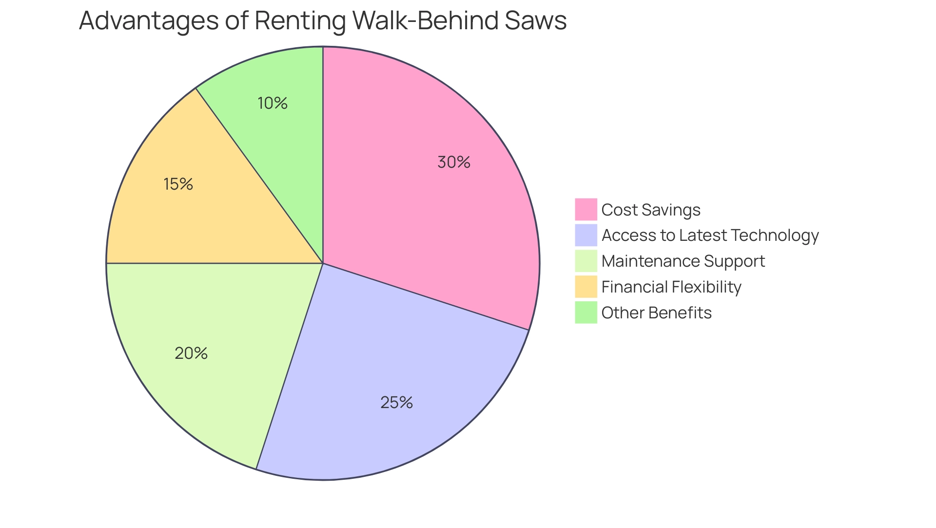 Each segment represents a specific advantage of renting, with sizes corresponding to the relative importance of each benefit.