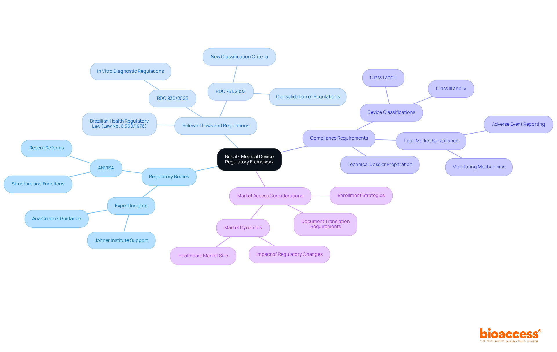 The central node represents the overall regulatory framework, while the branches show key areas of focus. Each sub-branch provides specific details related to that area, helping you understand how they all connect.
