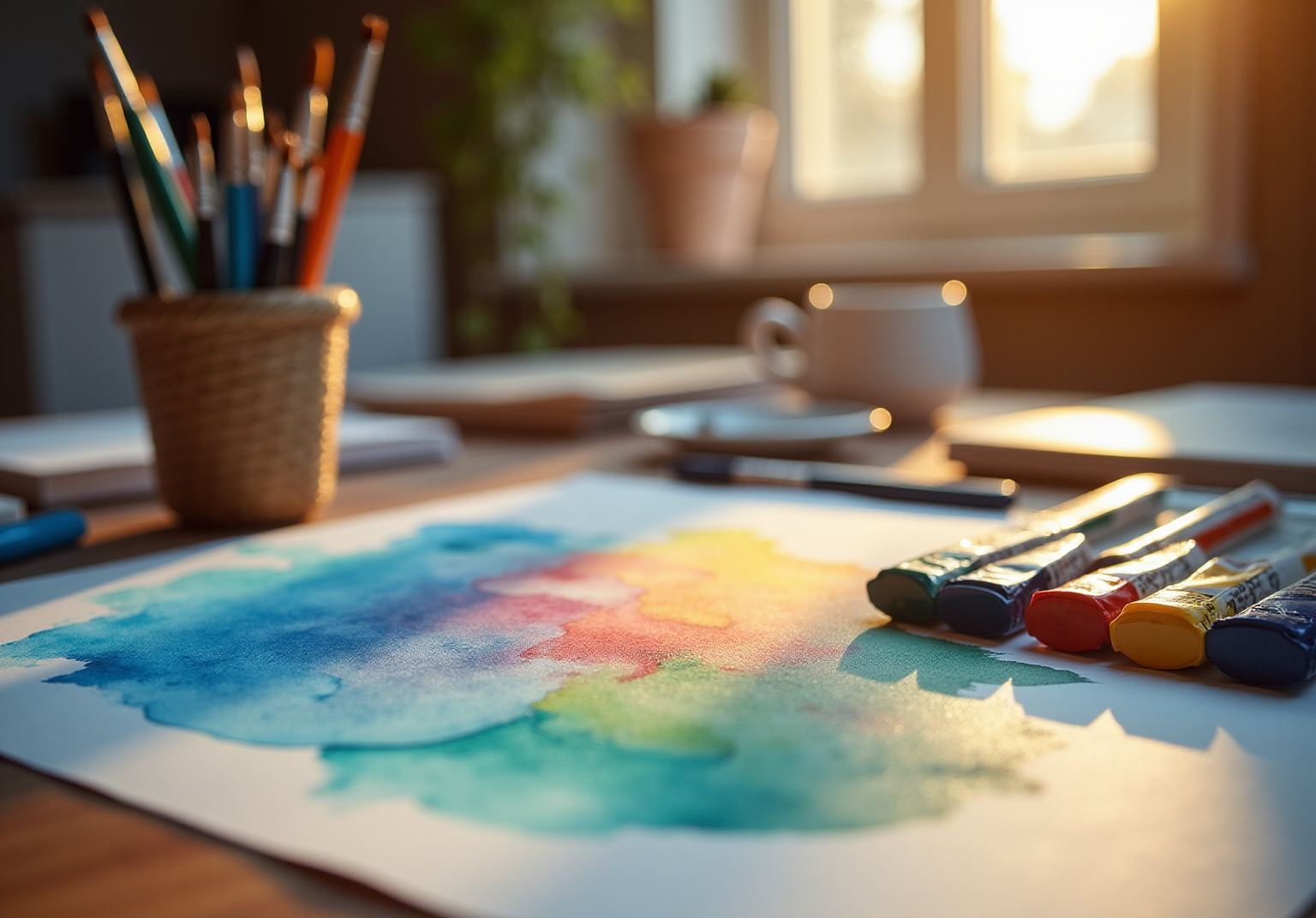 Artistic Workspace with Winsor & Newton Cotman Watercolors Artistic Workspace with Winsor & Newton Cotman Watercolors