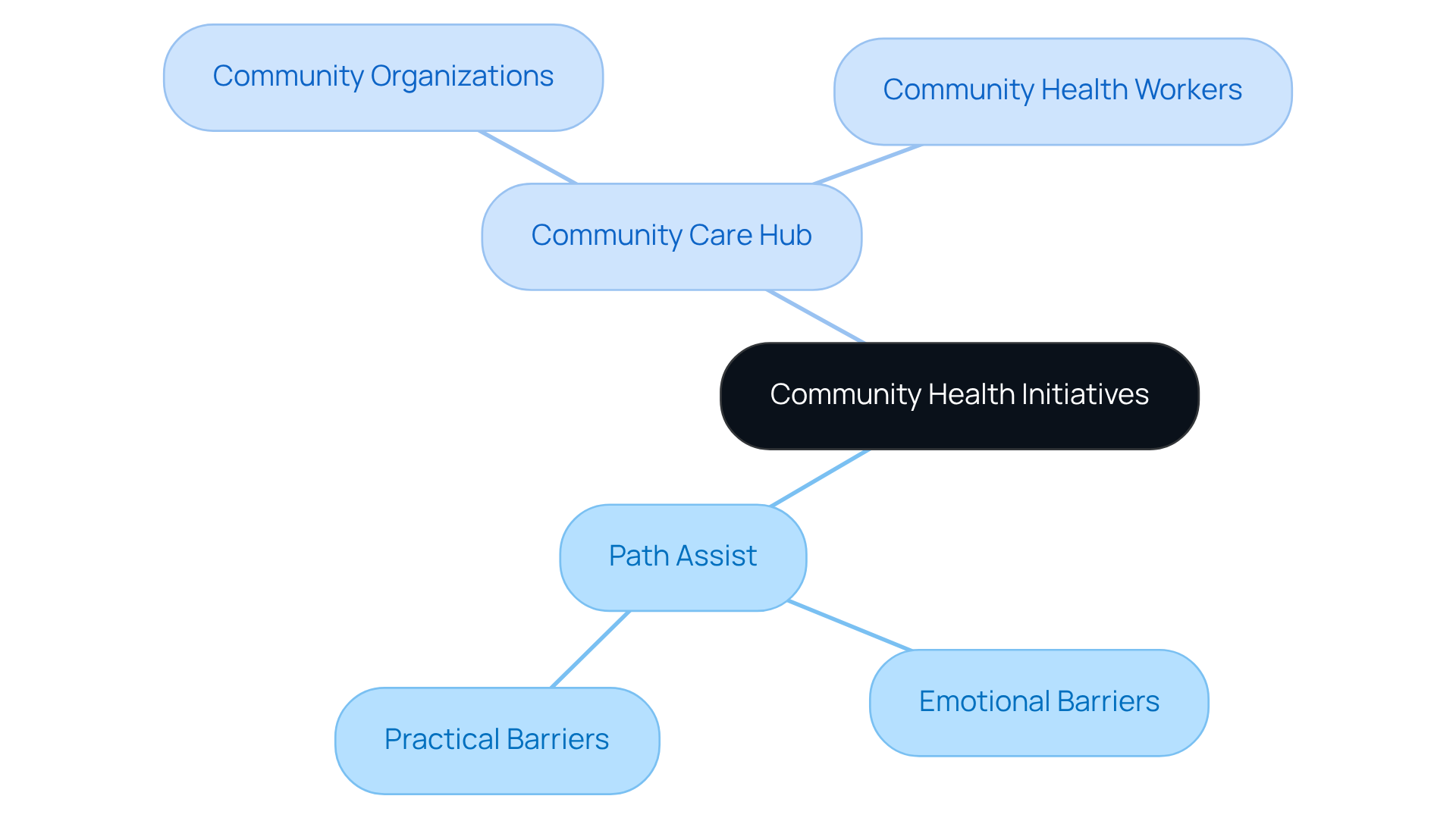 Start from the center with an overview of community health initiatives, then explore each program and see how they interact to improve well-being for at-risk groups. Start from the center with an overview of community health initiatives, then explore each program and see how they interact to improve well-being for at-risk groups.